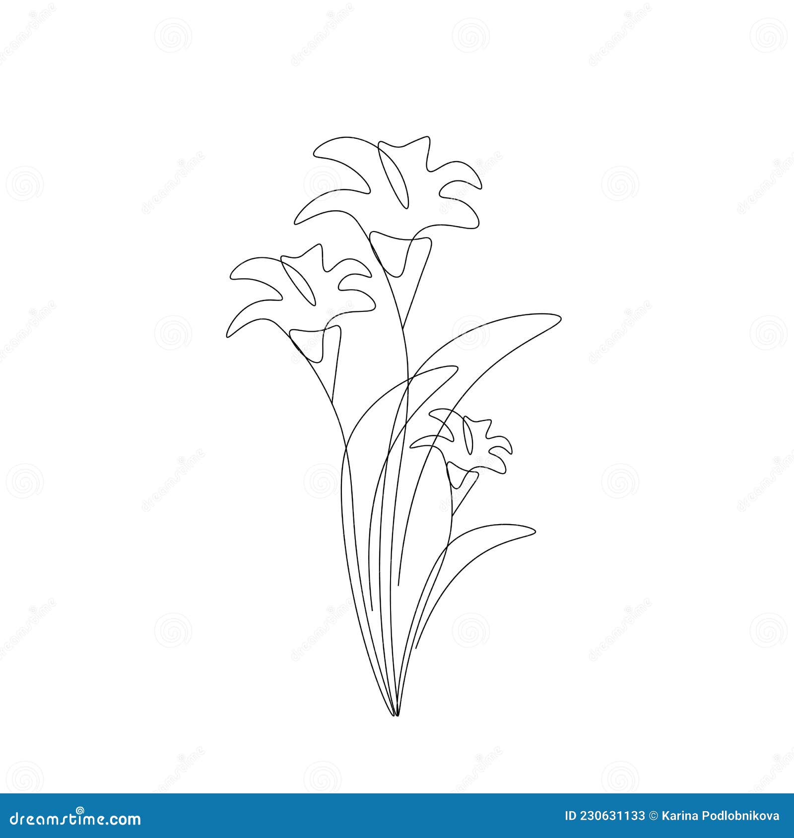 Lily Flower Line Drawing, Vector Illustration Stock Vector ...