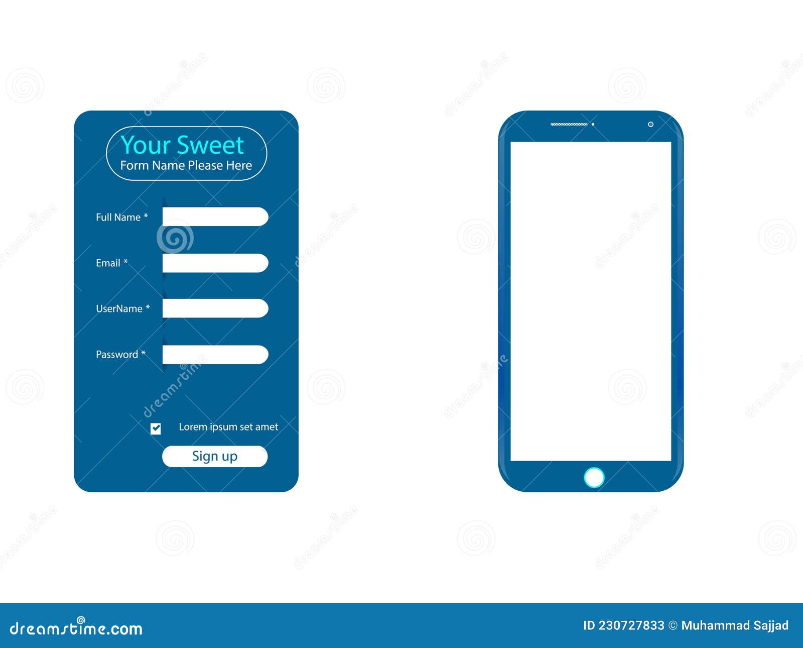 Vector Signup and Sign in Form Page Icon with Mobile Phone Stock ...