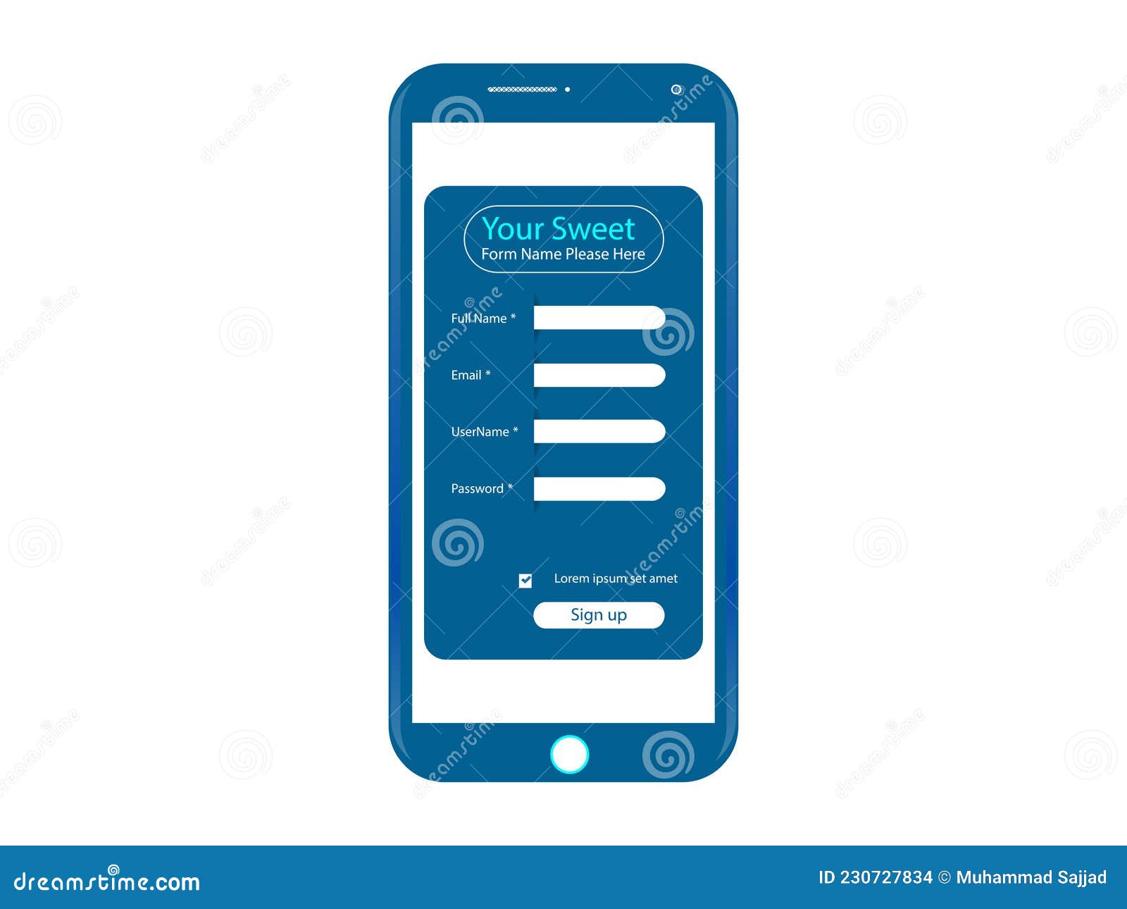 Vector Signup and Sign in Form Page Icon with Mobile Phone Stock ...