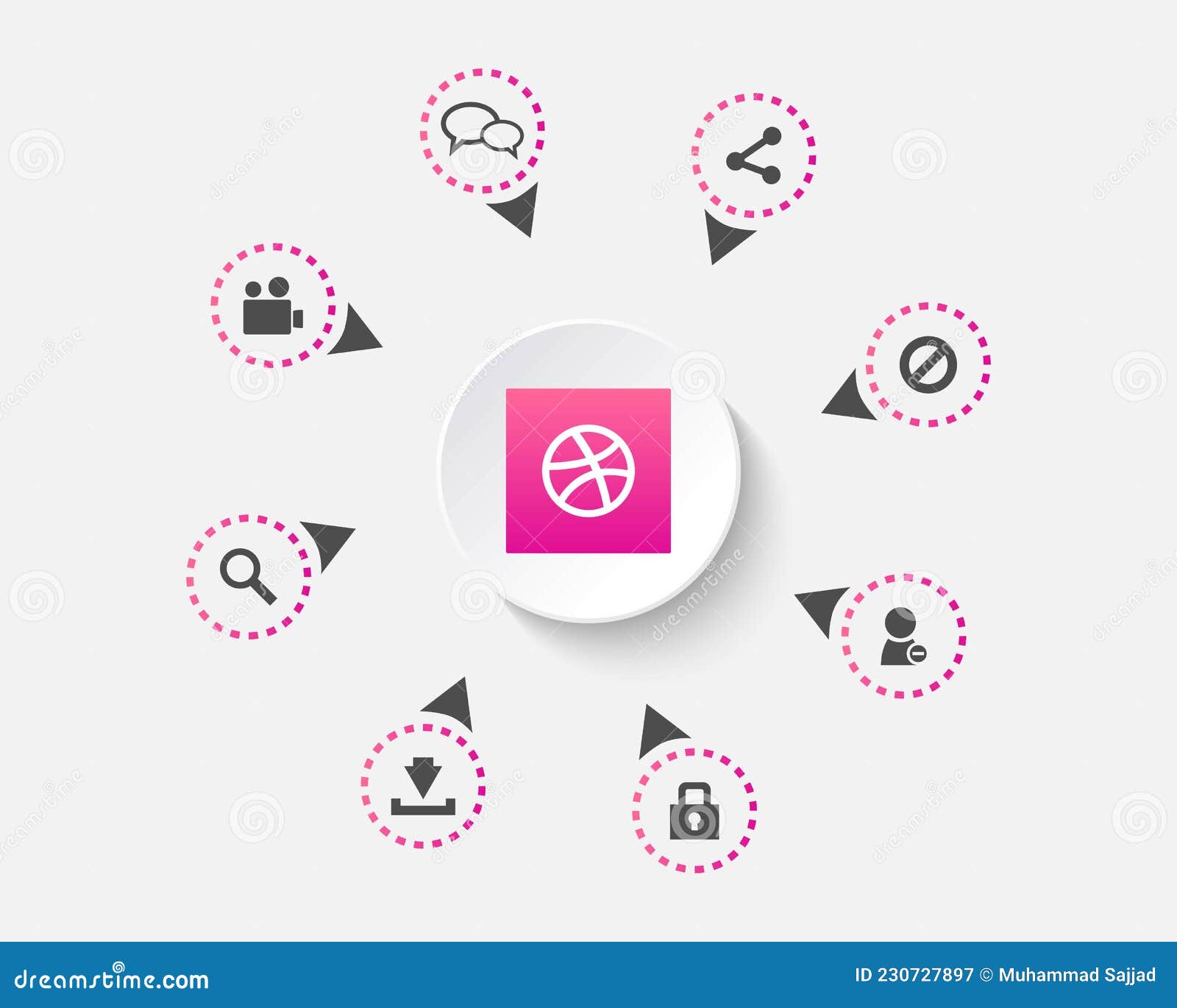 Web Dribbble Application Icon Functionality Template Royalty-Free Stock ...