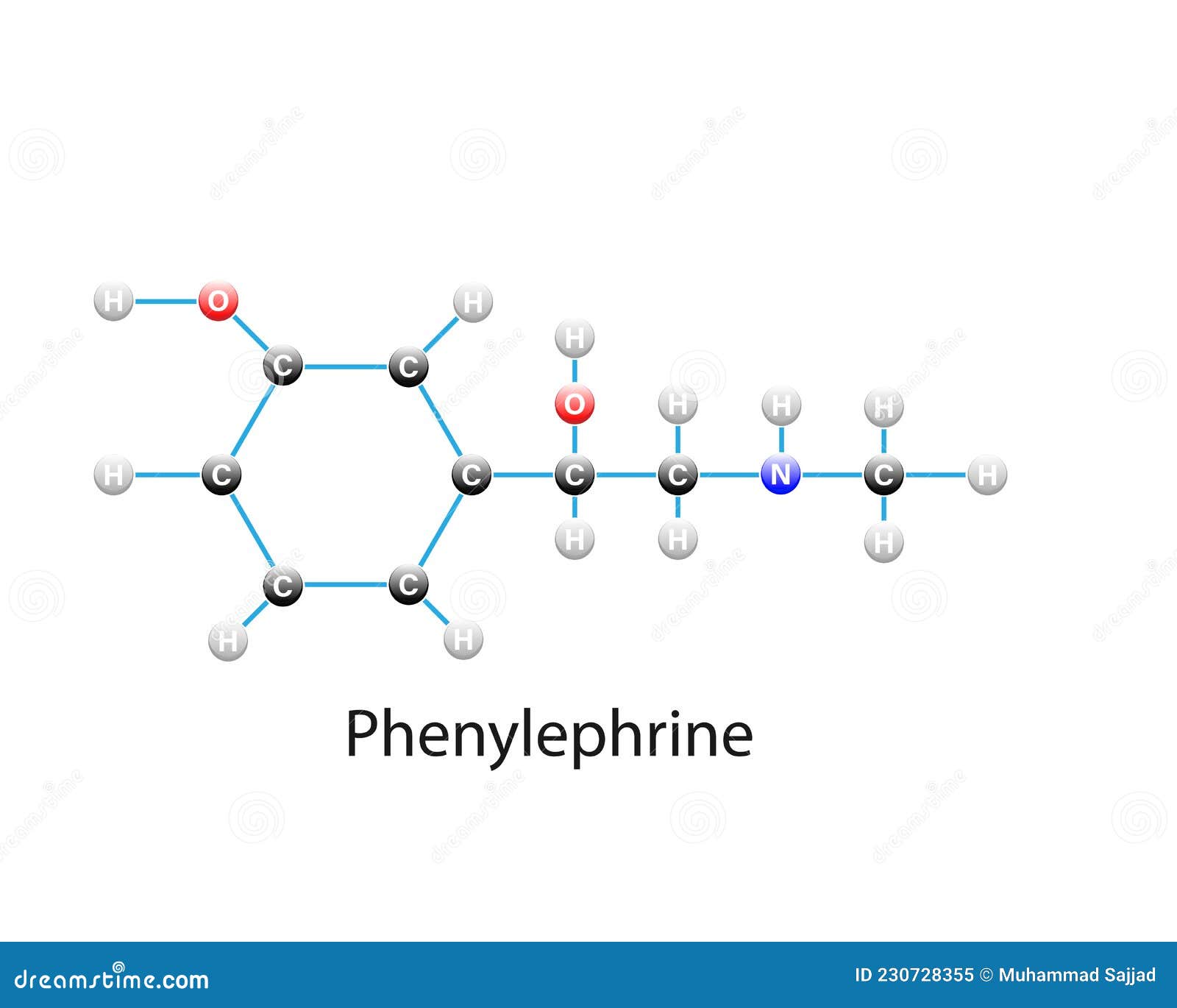 Phenylephrine Molecule. It Is Nasal Decongestant With Potent ...