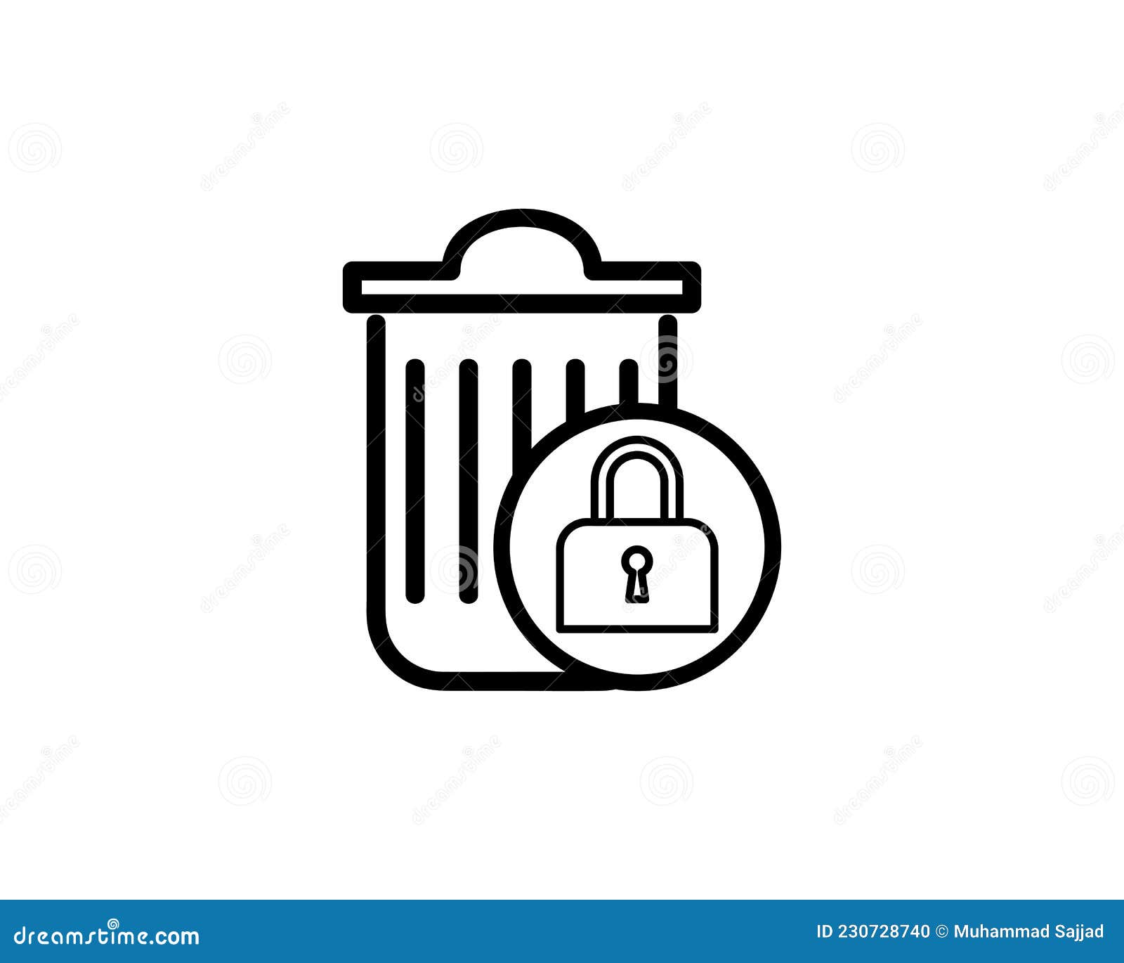 Creative Vector Dustbin with Lock Icon Recycle Bin Symbol Trash Sign ...