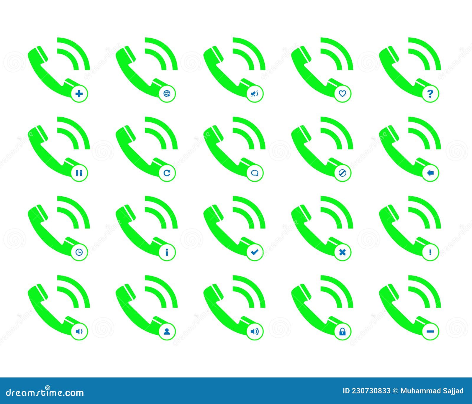 Vector Call Icon with Multiple Functionality Call Receiving Symbol ...