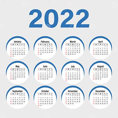 Calendar Template 2022. Calendar Design in Blue and White Tones Stock ...