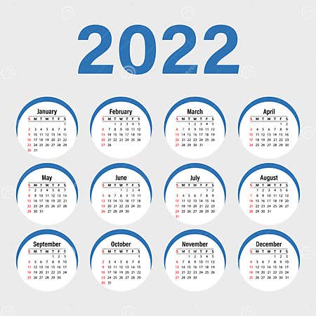 Calendar Template 2022. Calendar Design in Blue and White Tones Stock ...
