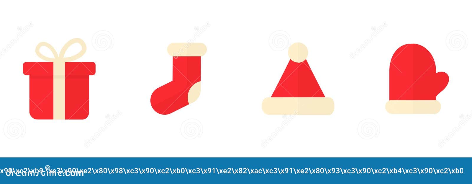 Christmas Red Icon Set. Winter Elements Collection Stock Vector ...