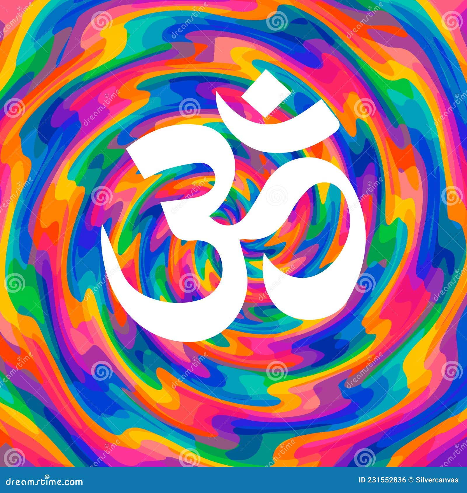 Multicolour Om Background and Digital Painting Stock Illustration ...