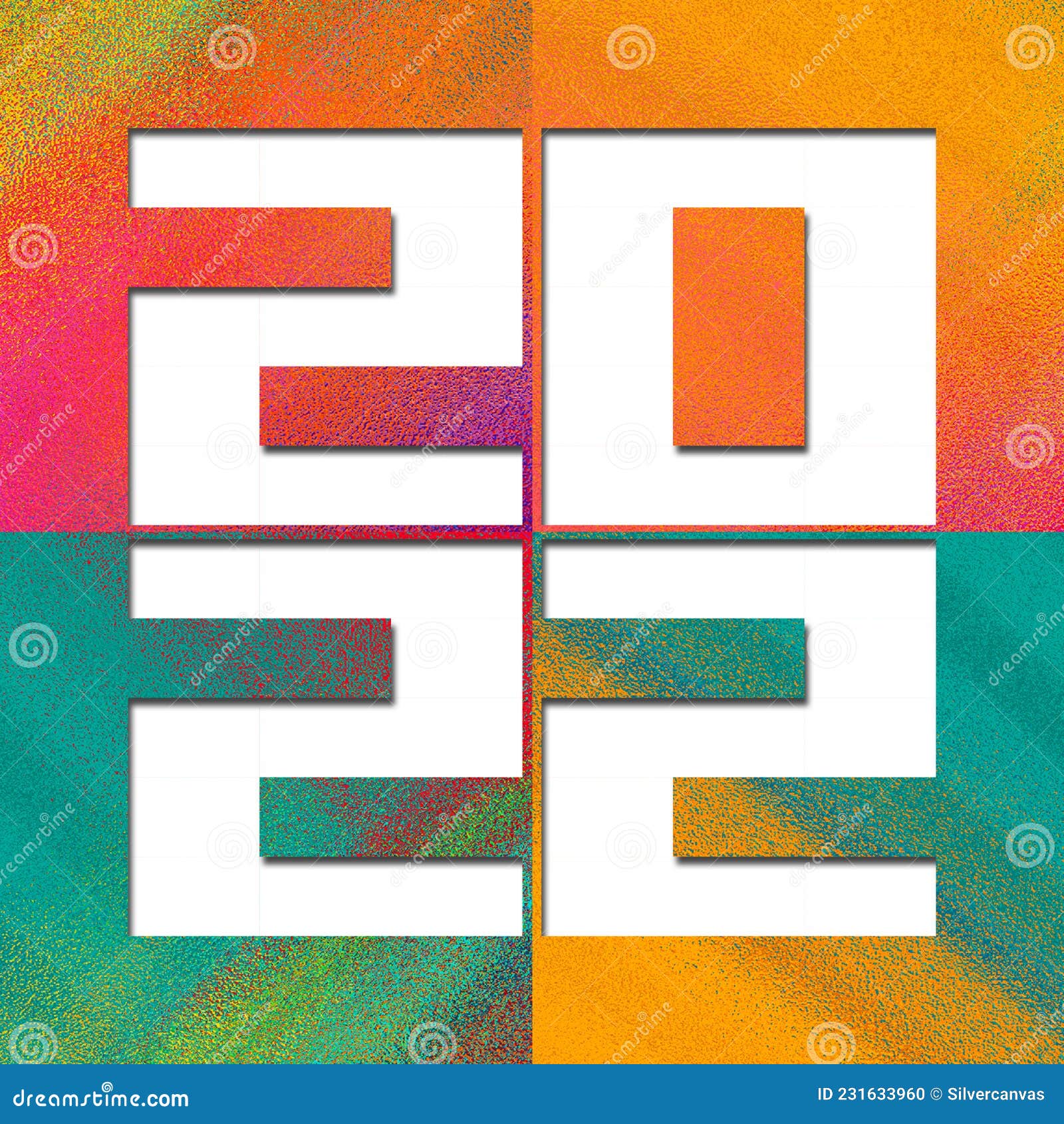 Vibrant Multicolour New Year 2022, Typography in Abstract Pattern Stock ...