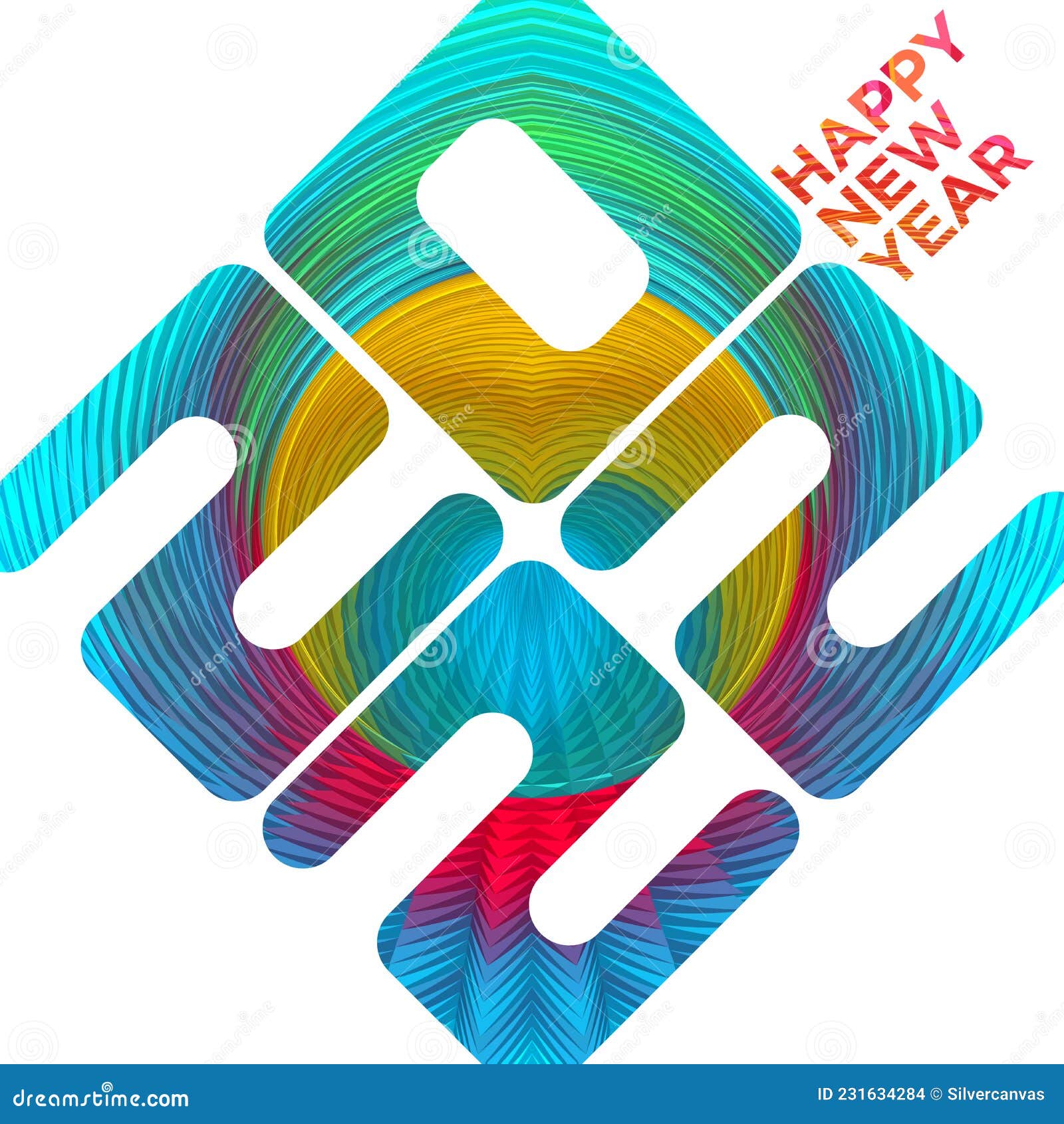 Vibrant Multicolour New Year 2022, Typography in Abstract Pattern Stock ...