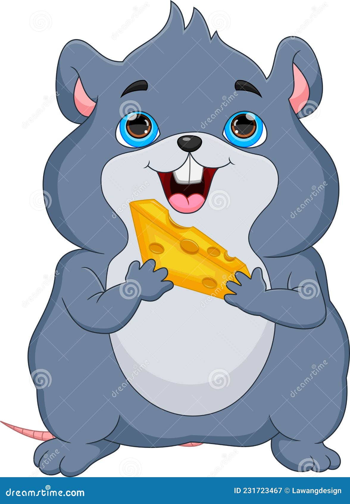 Cartoon Fat Mouse Holding Cheese Stock Vector - Illustration of hungry ...