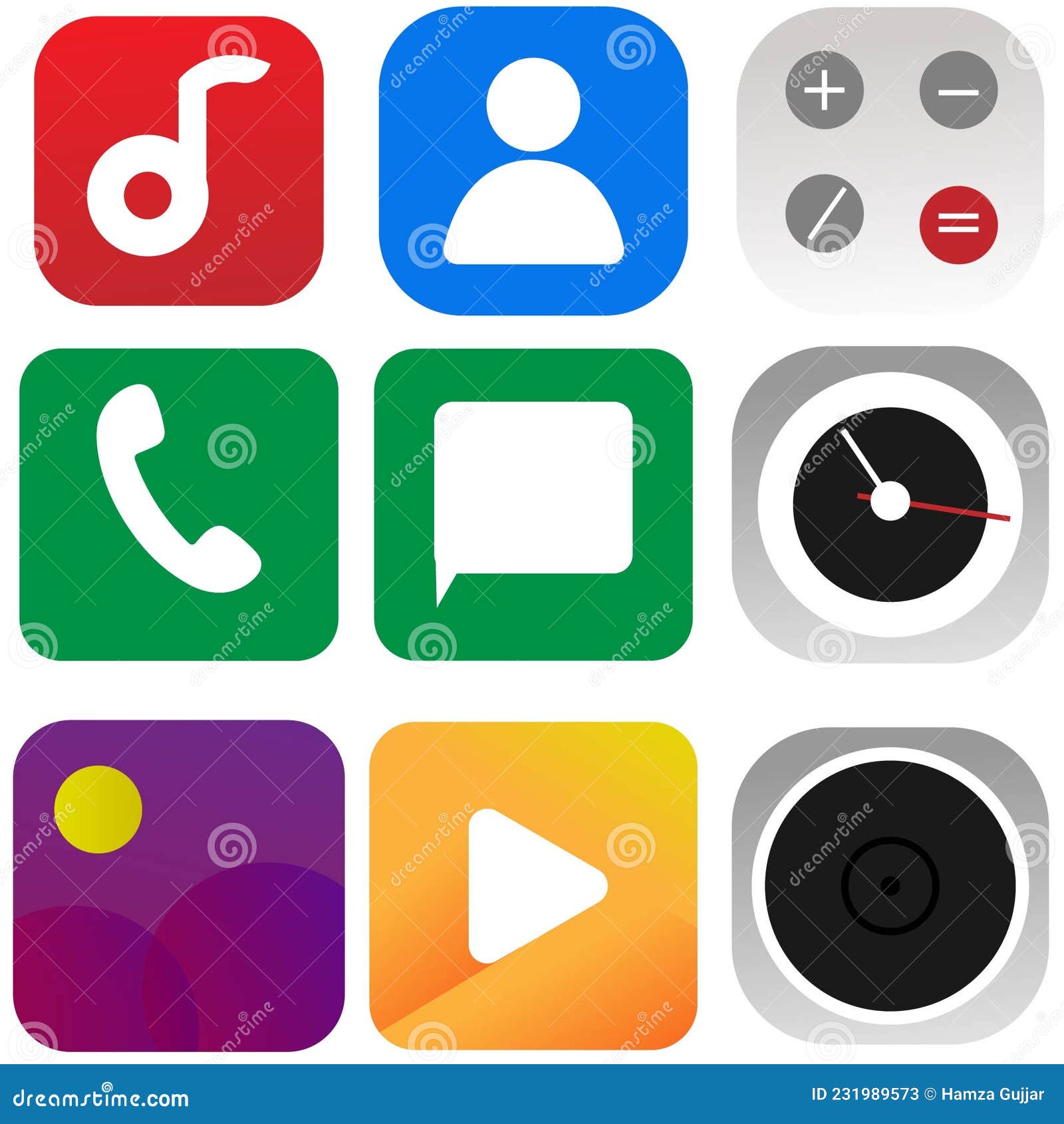 Mobile Apps Android daily Used Apps Icon Vector Illustrator Editorial ...