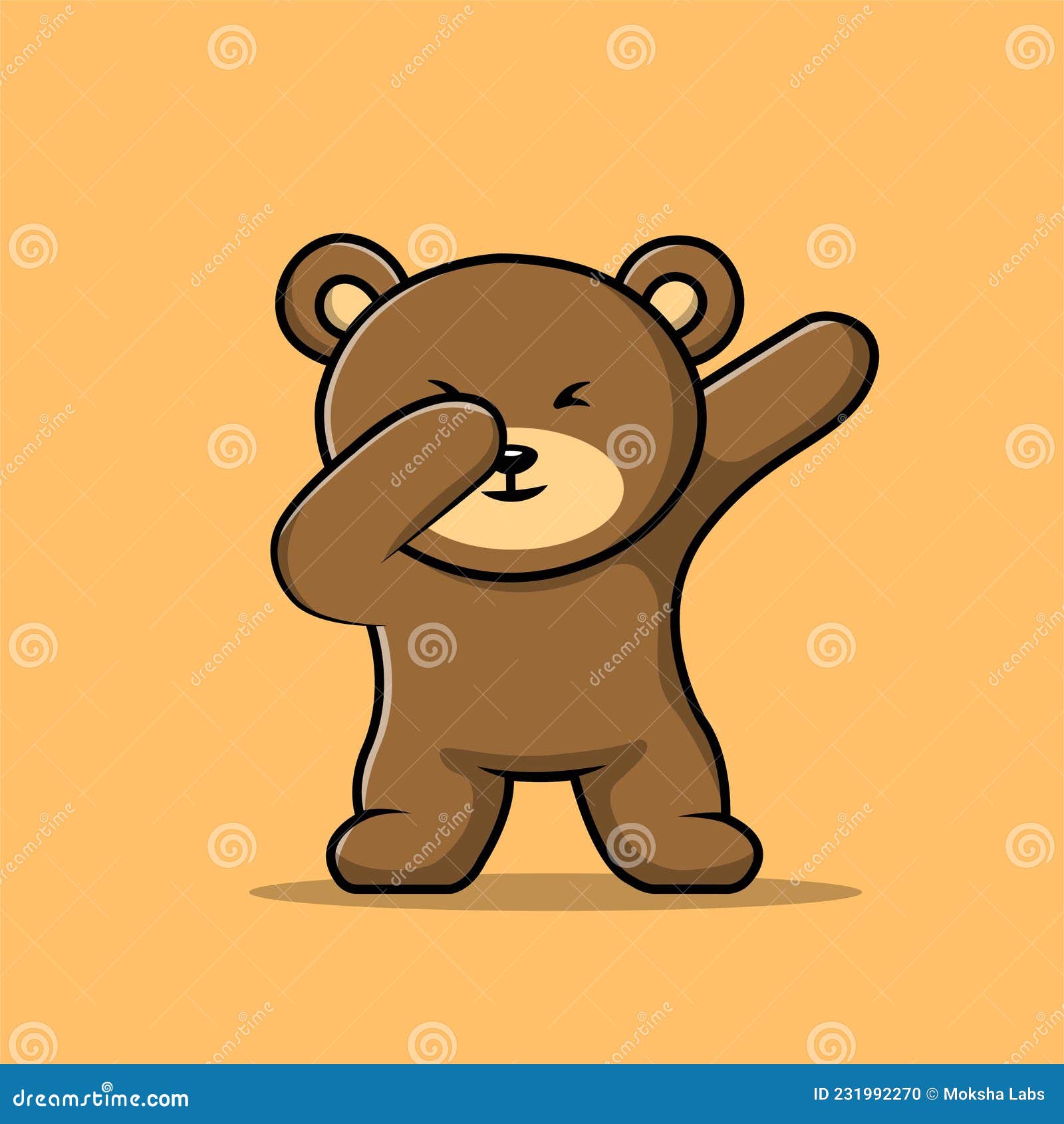 Cute Teddy Bear Dabbing stock vector. Illustration of funny - 231992270