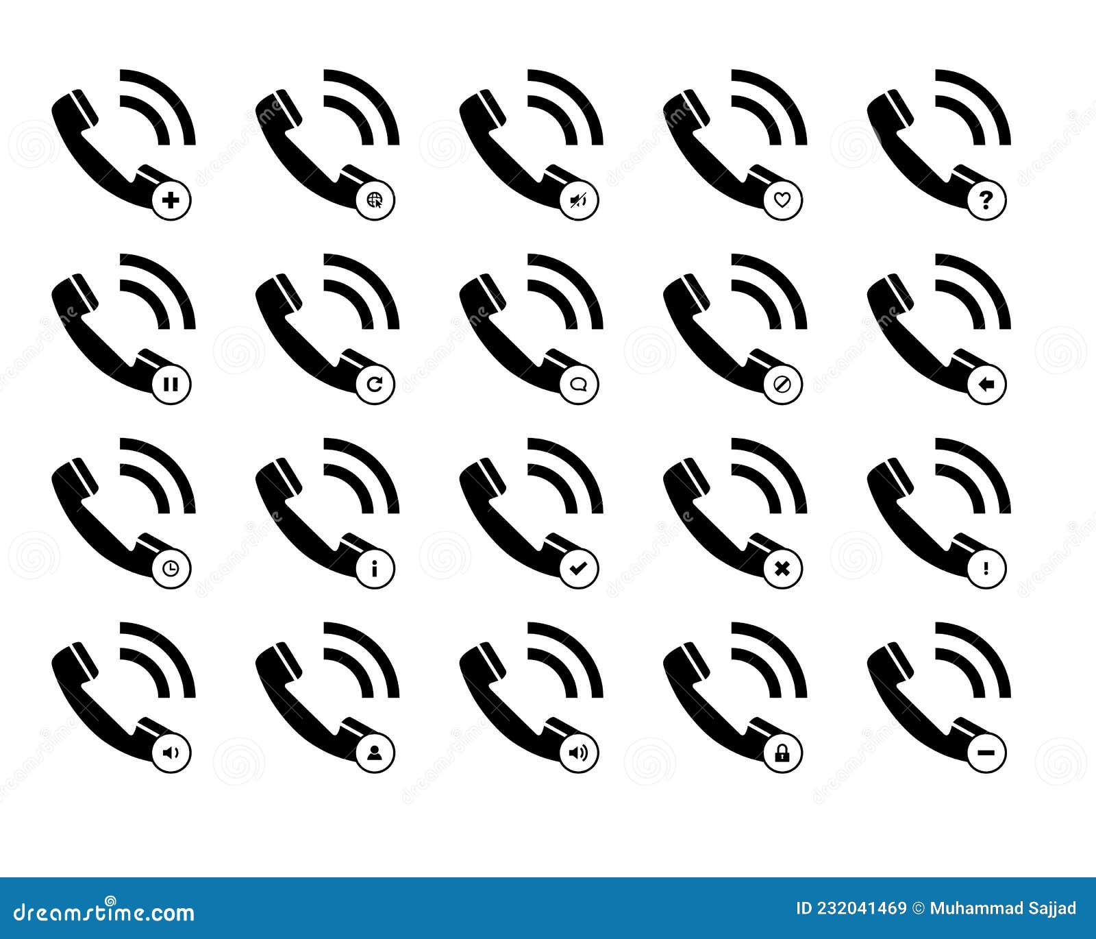 Vector Call Icon with Multiple Functionality Call Receiving Symbol ...