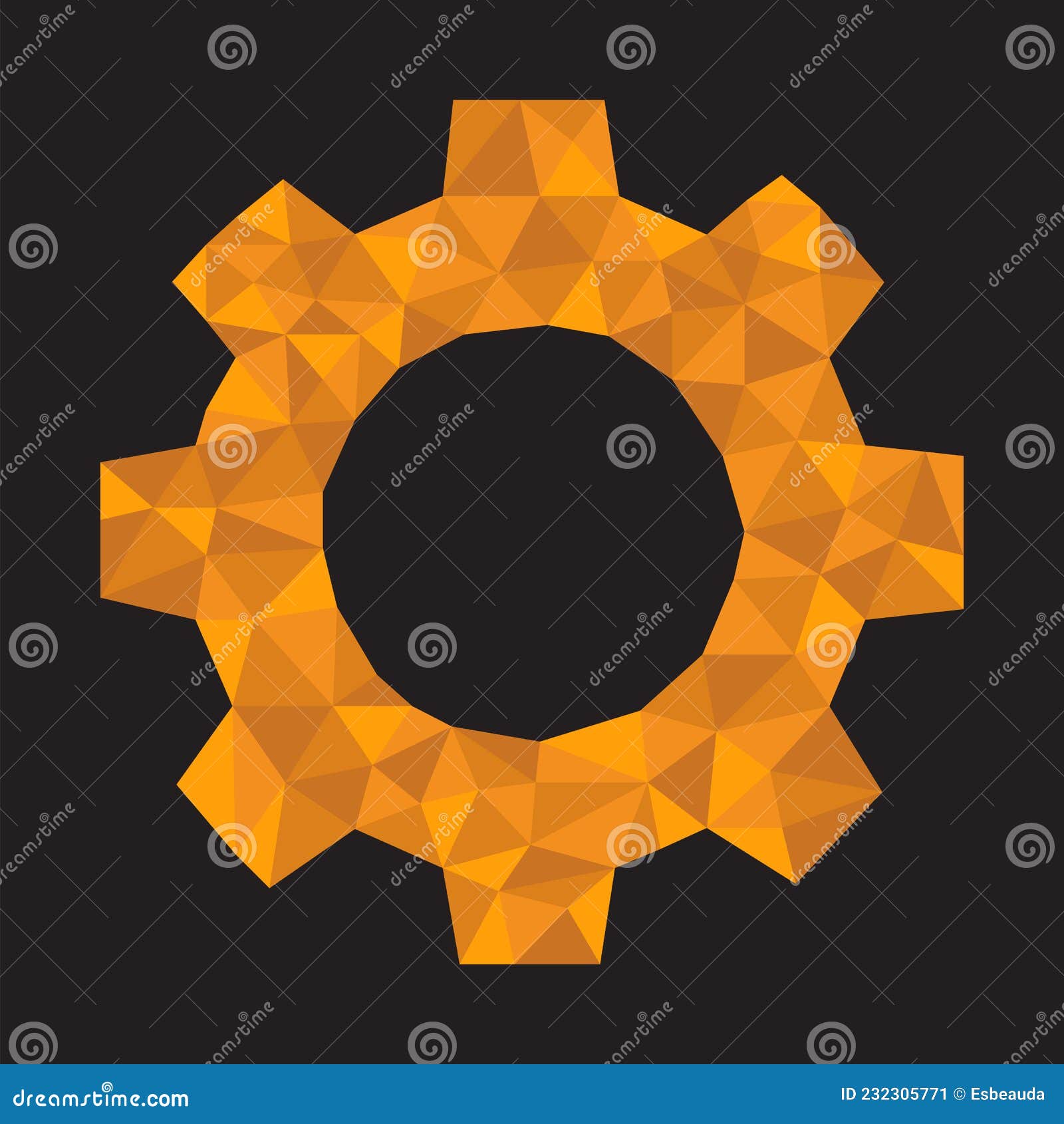 Polygonal Geometric Crystal Gear Wheel Stock Vector - Illustration of ...