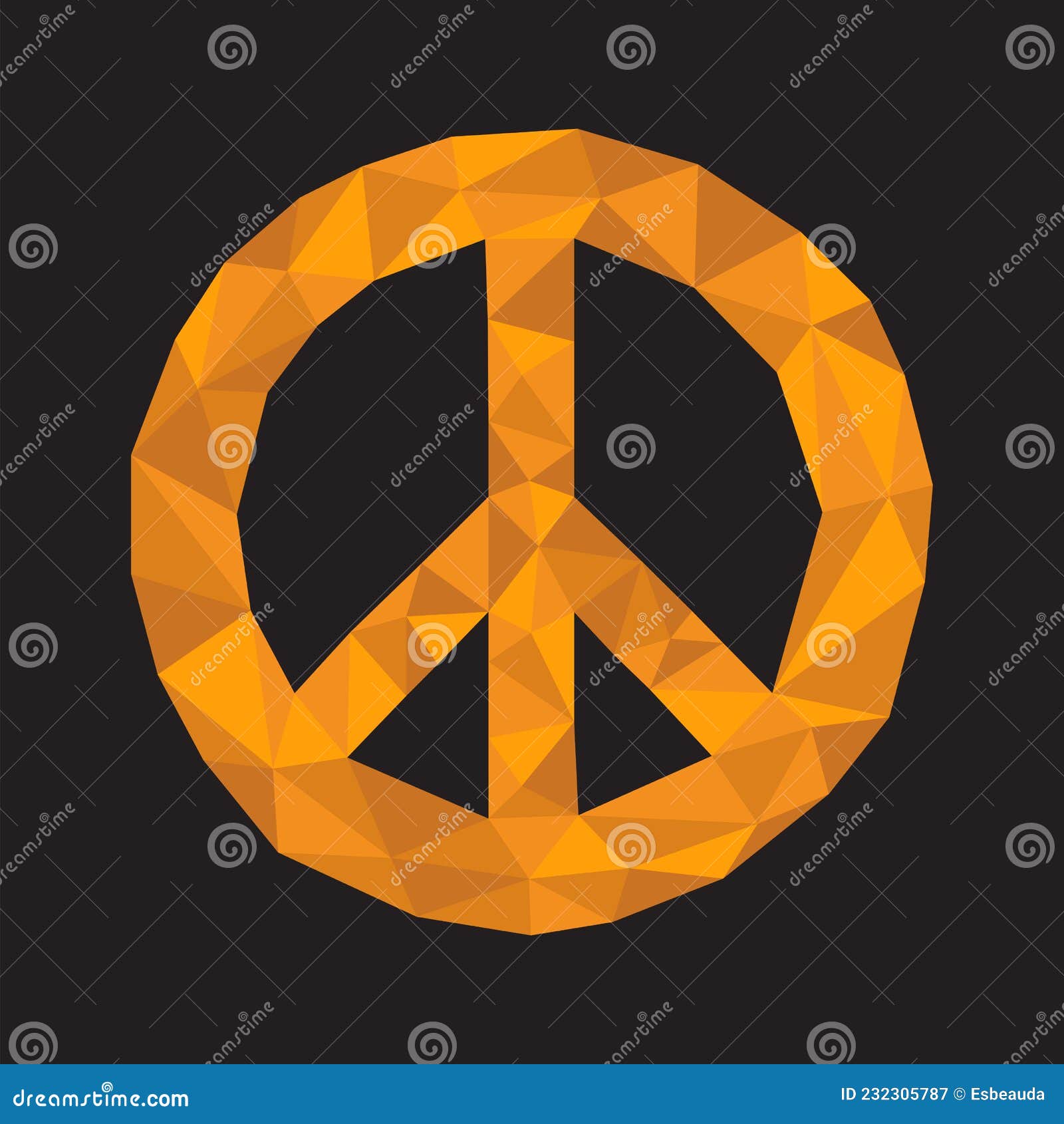 Polygonal Geometric Crystal Peace Symbol Stock Vector - Illustration of ...