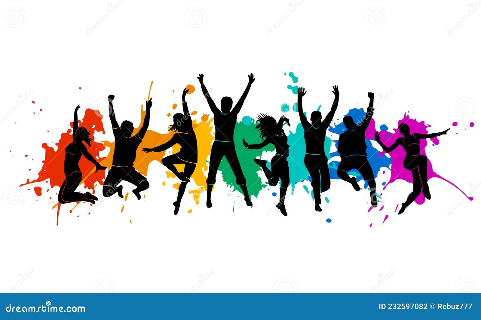 Jumping Or Dancing Man. Cartoon Character. Party People. Cheerful ...