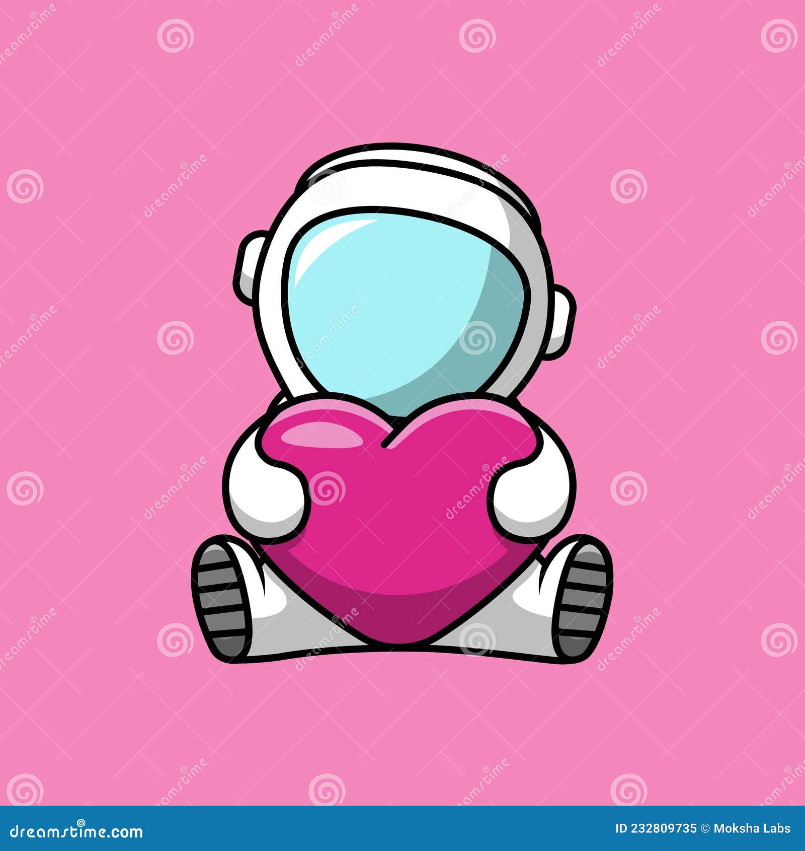 Cute Astronaut Holding Heart Love Cartoon Stock Vector - Illustration ...