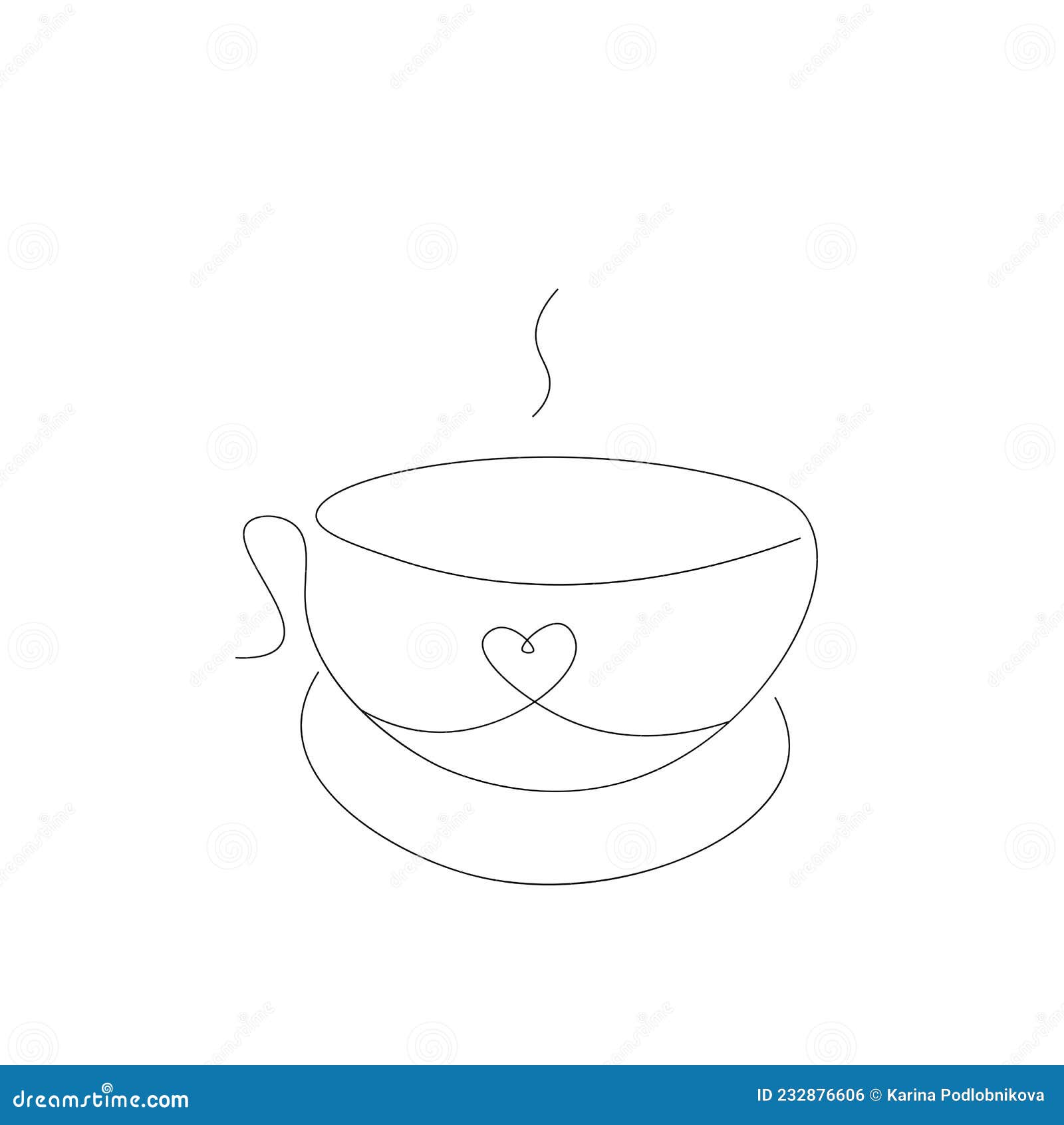 Cup of Tea Line Drawing, Vector Illustration Stock Vector ...