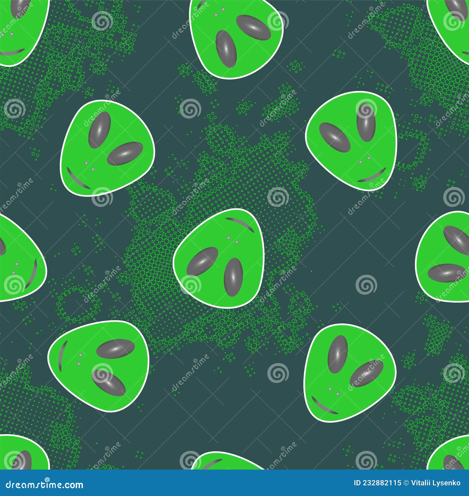 Pattern for Textiles with Aliens and Grunge Texture Stock Vector ...