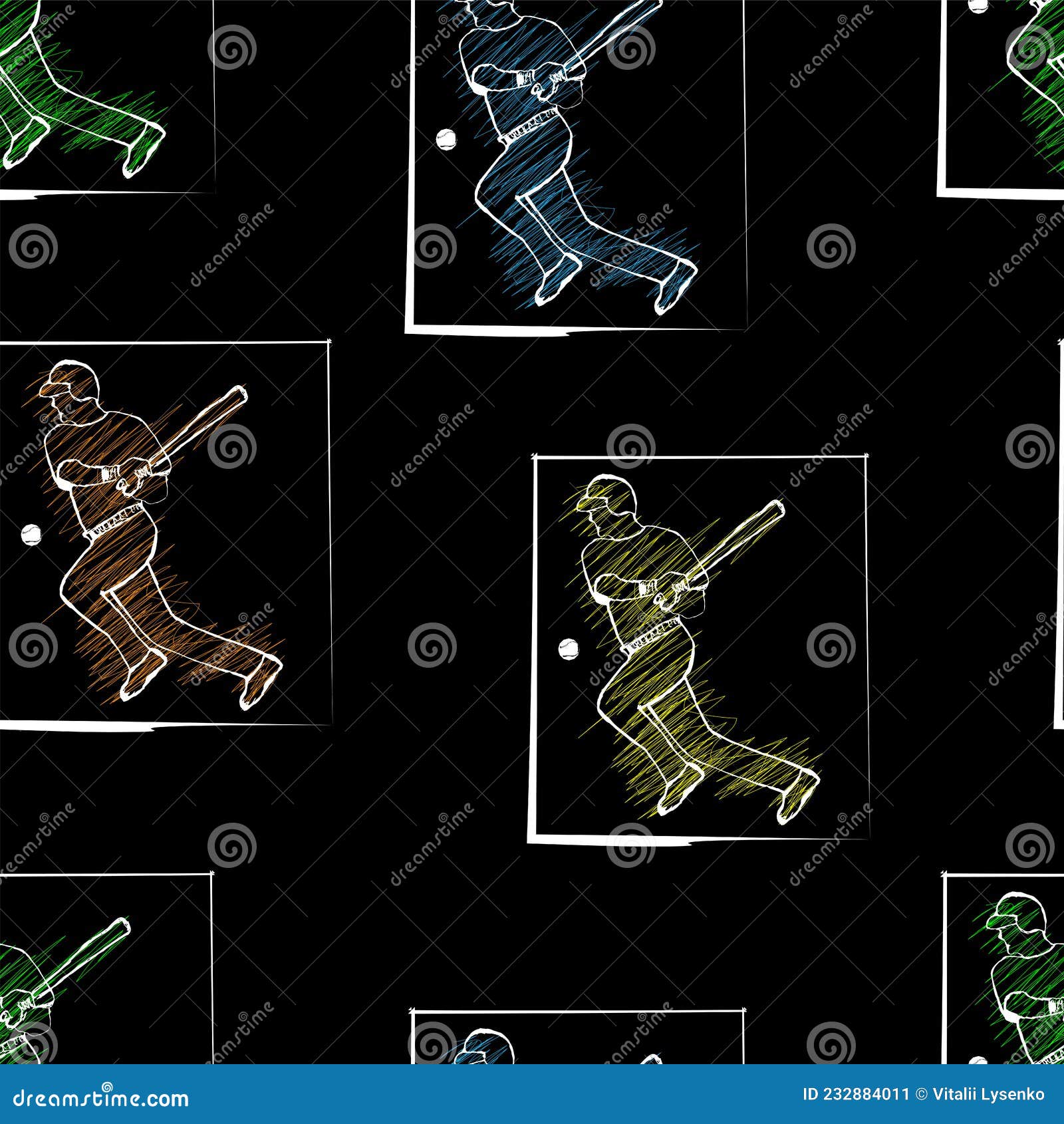 Baseball Players in the Frame and Strikethrough Stock Vector ...