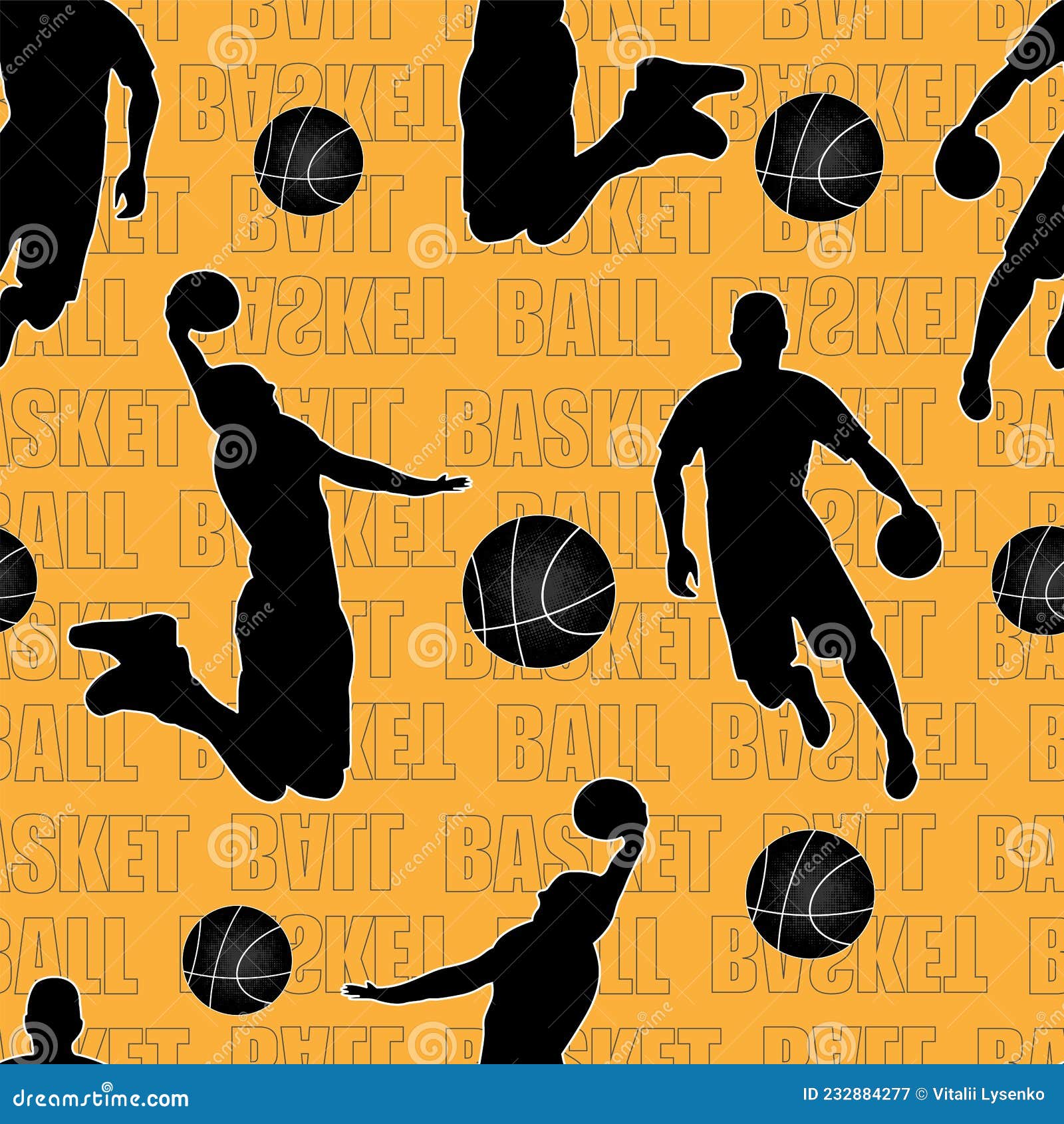 Pattern for Guys with Black Basketball Players Stock Vector ...