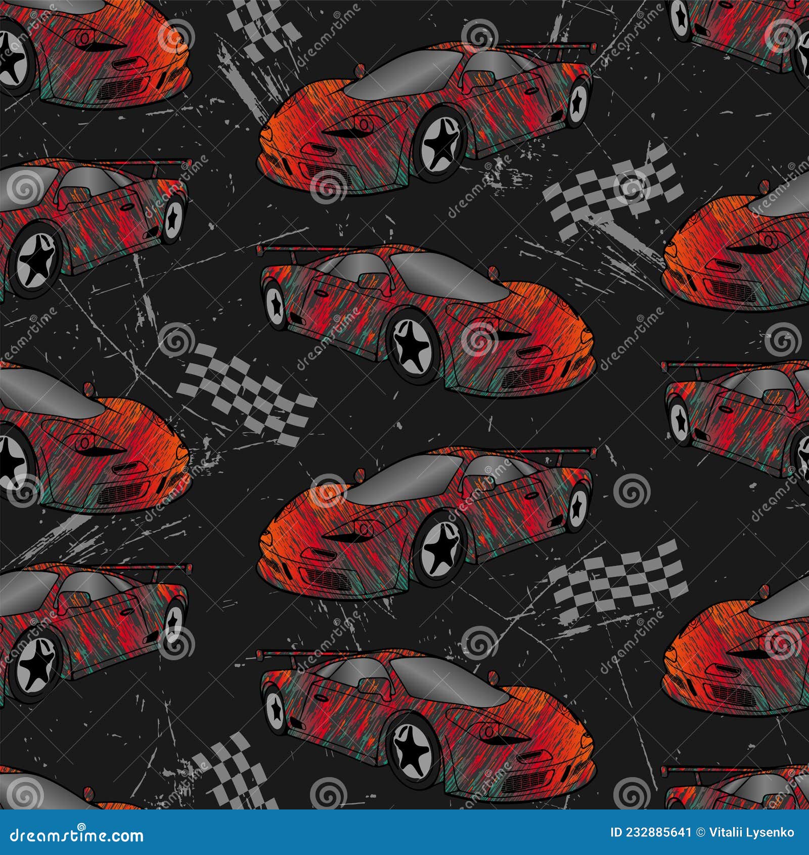 Sports Cars and Grunge Texture Stock Vector - Illustration of seamless ...