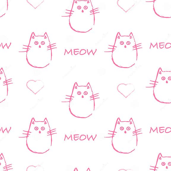 Pattern for Kids with Cartoon Pink Cats Stock Vector - Illustration of ...