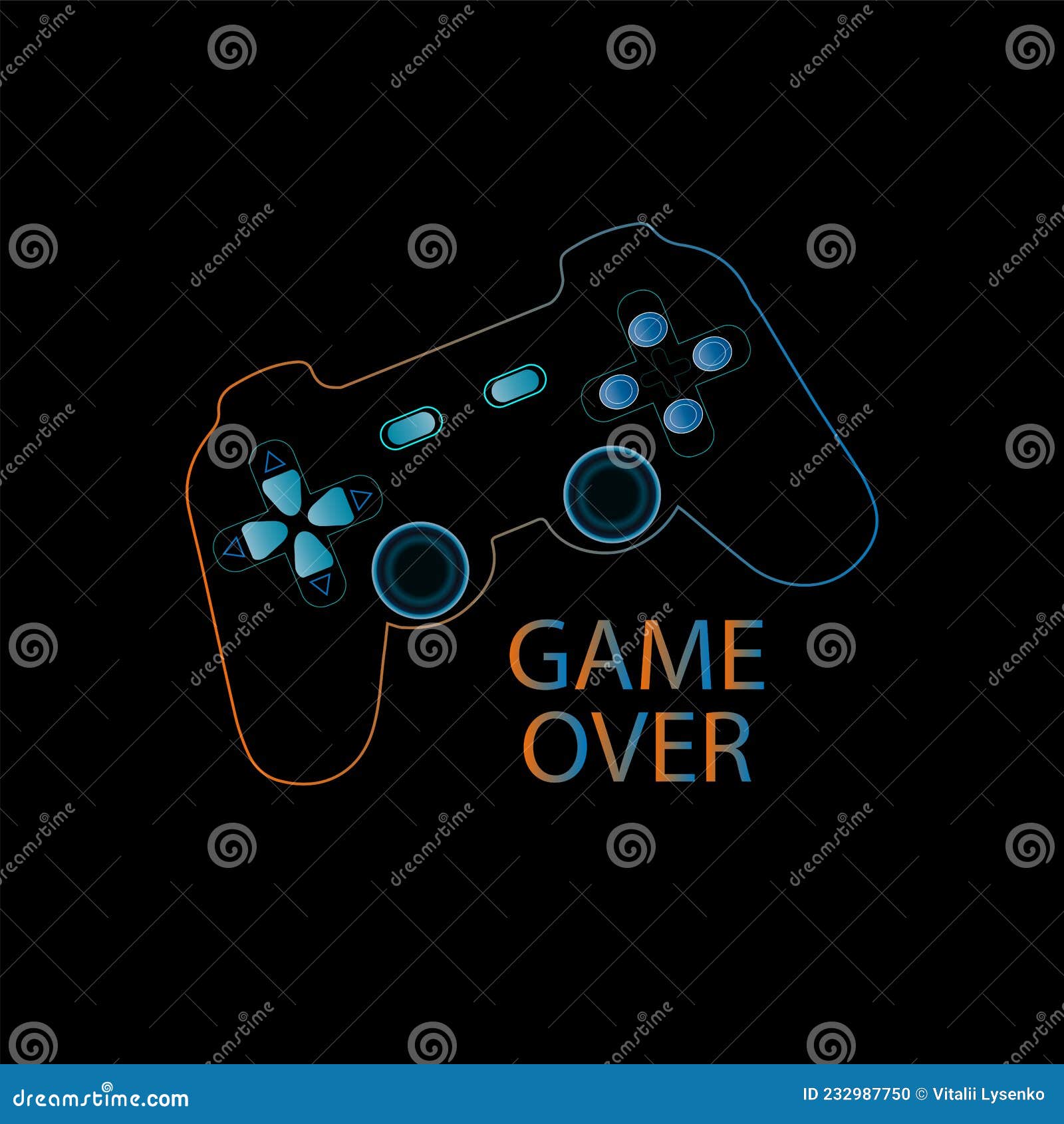 Game Joystick and Text Game Over. Stock Vector - Illustration of ...