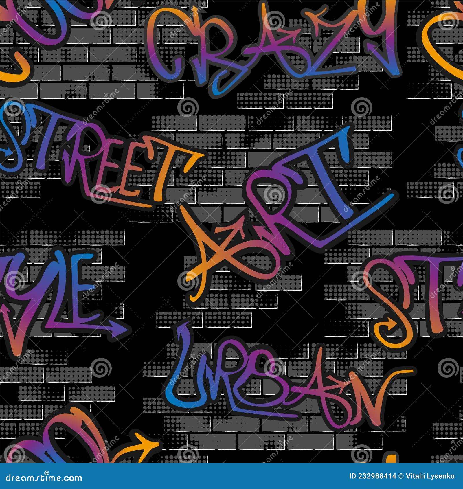 Graffiti Gradient on Grunge Bricks. Stock Vector - Illustration of ...