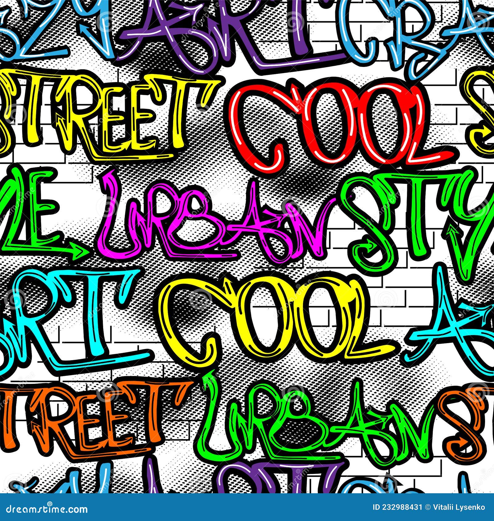 Multicolored Graffiti, Spray and Brick. Stock Vector - Illustration of ...