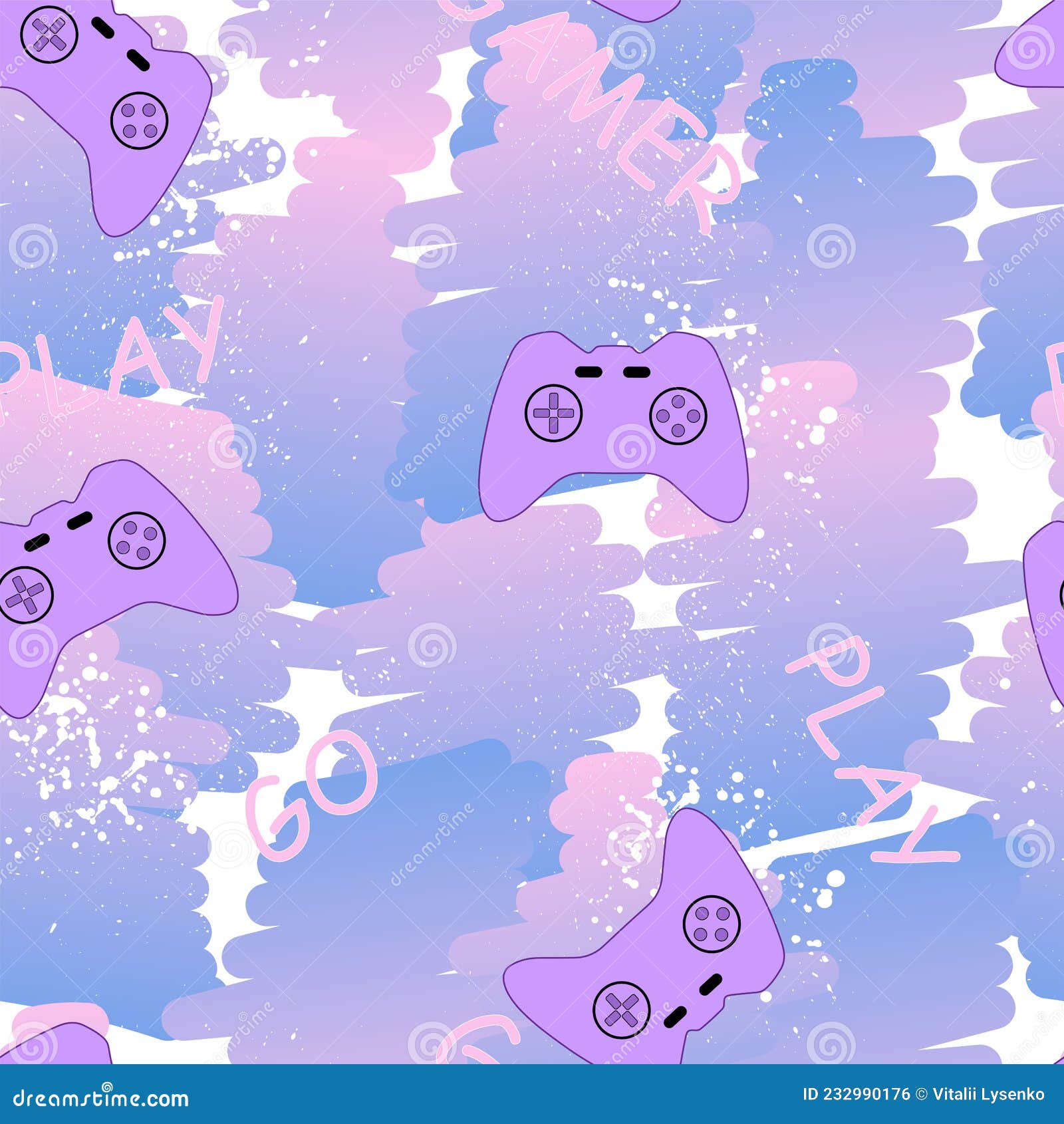 Pattern with Purple Gaming Joystick. Stock Vector - Illustration of ...
