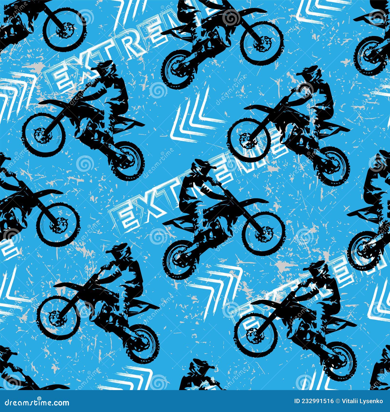Seamless Sport Pattern for Guys. Motocross, Geometric Elements and Text ...