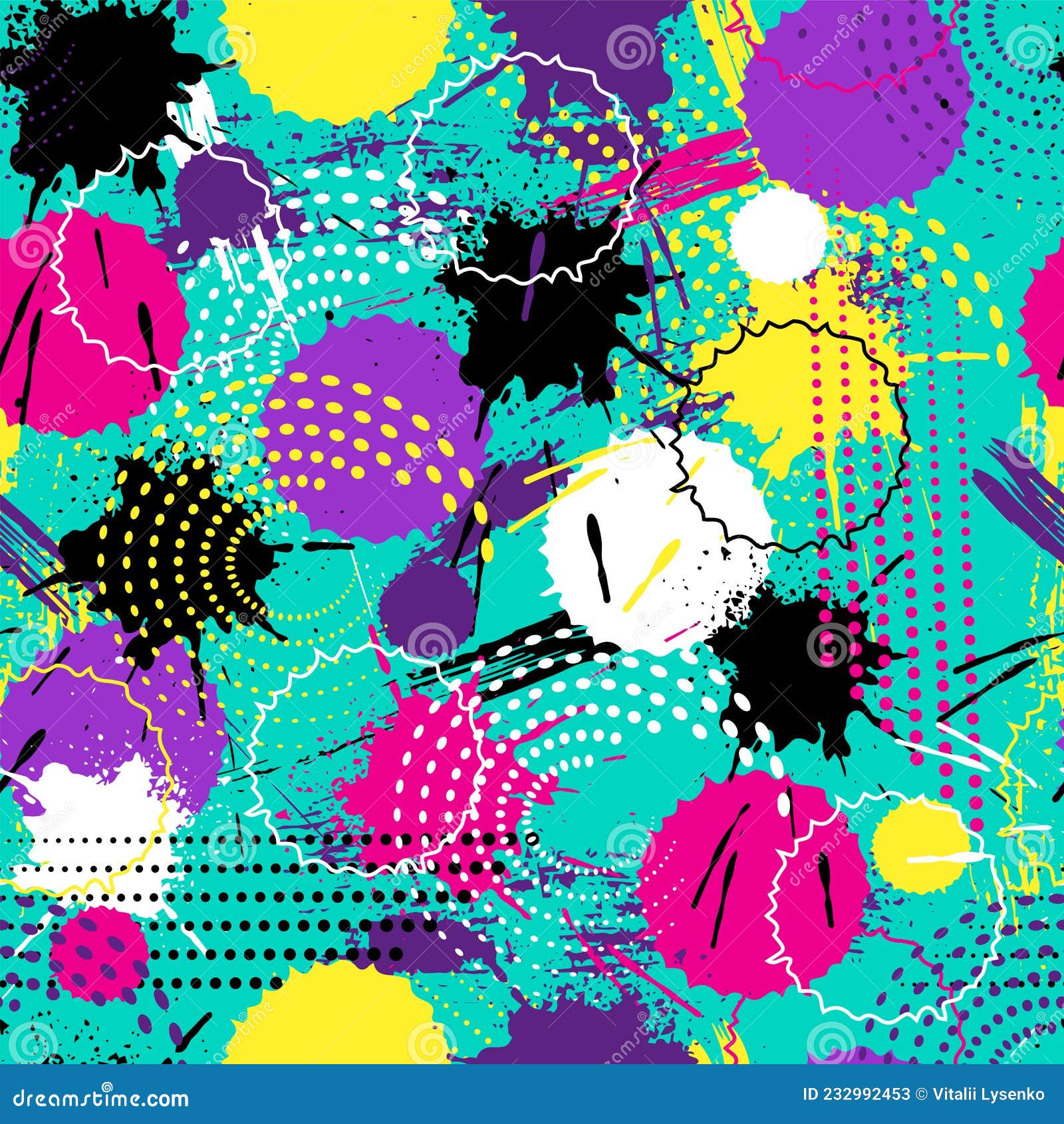 Abstract Seamless Chaotic Pattern with Multicolored Geometric Elements ...