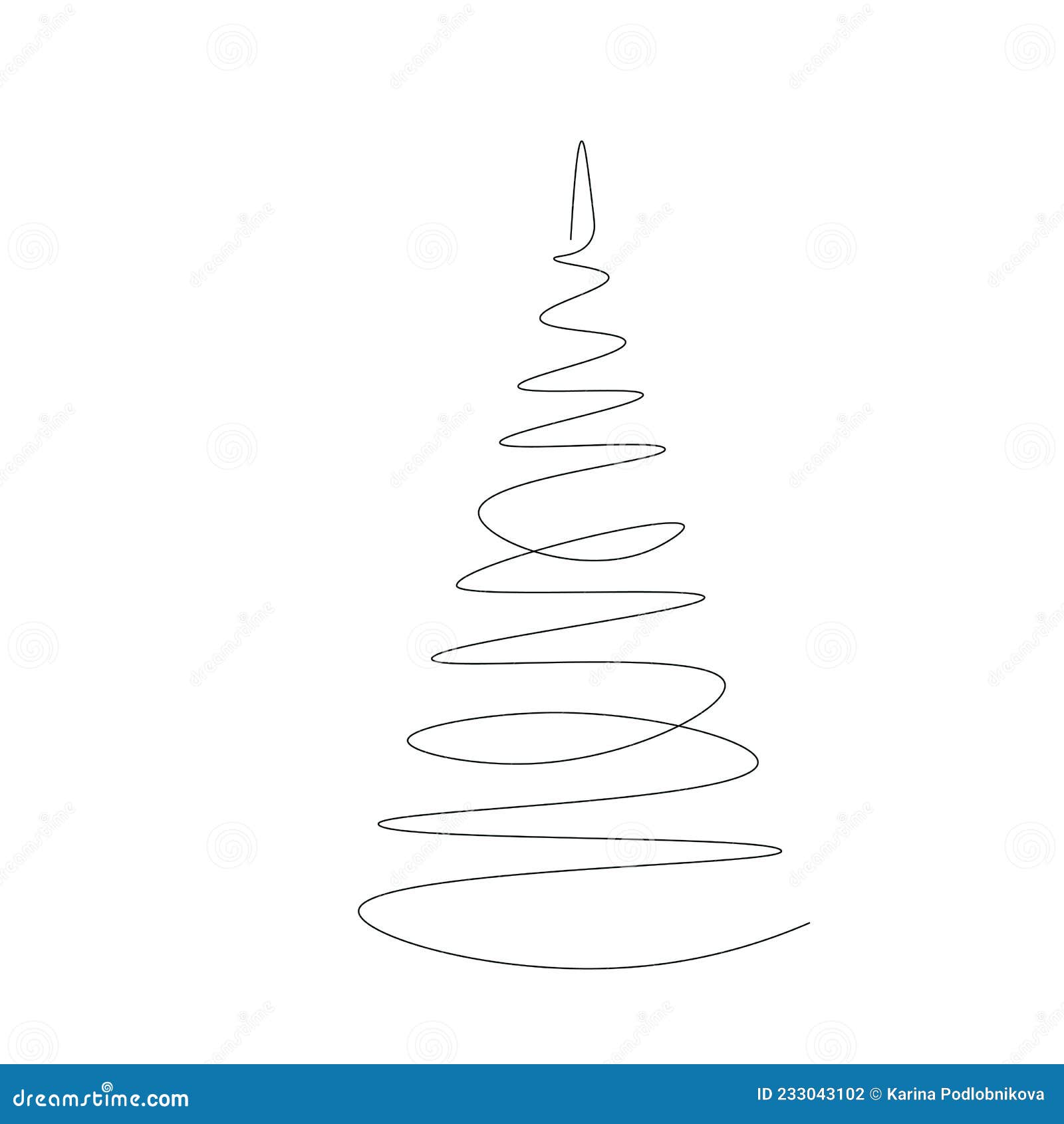 Christmas Tree Line Drawing, Vector Illustration Stock Vector ...