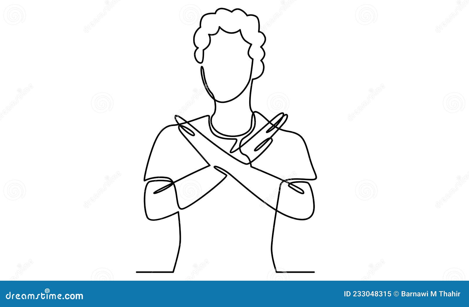 Continue Line of Man Gestures Cross Hands Say No Stock Vector ...
