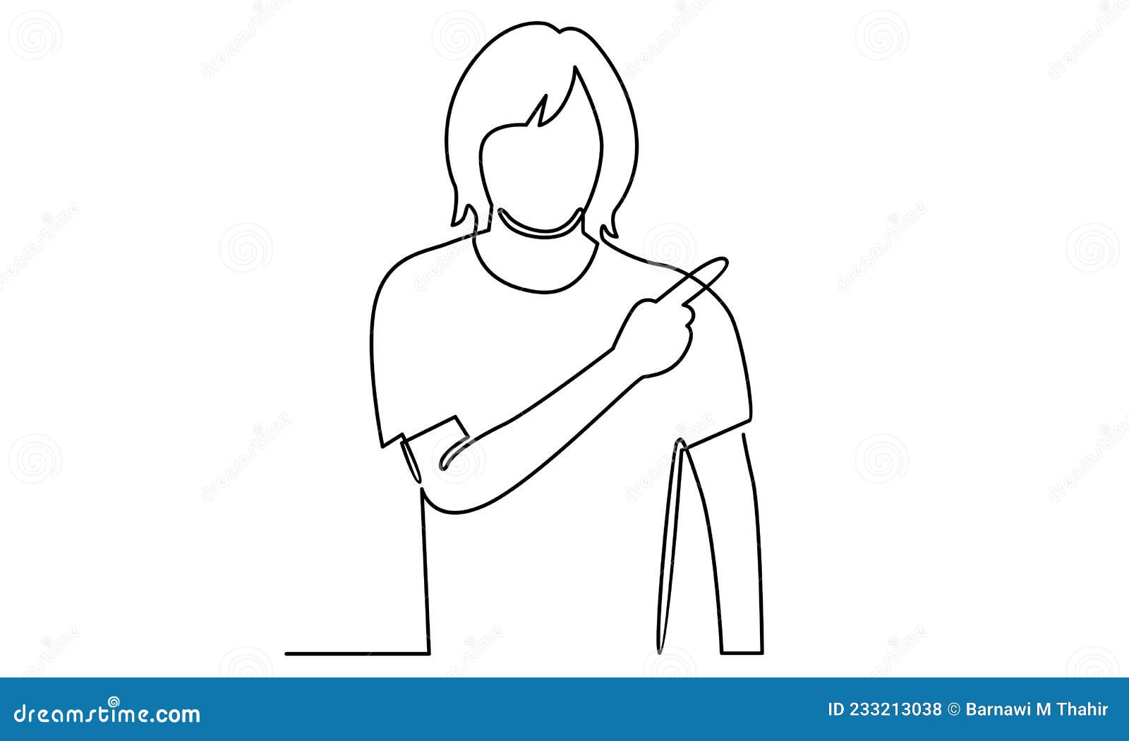 Continue Line of Woman Pointing Hand Gesture Stock Vector ...