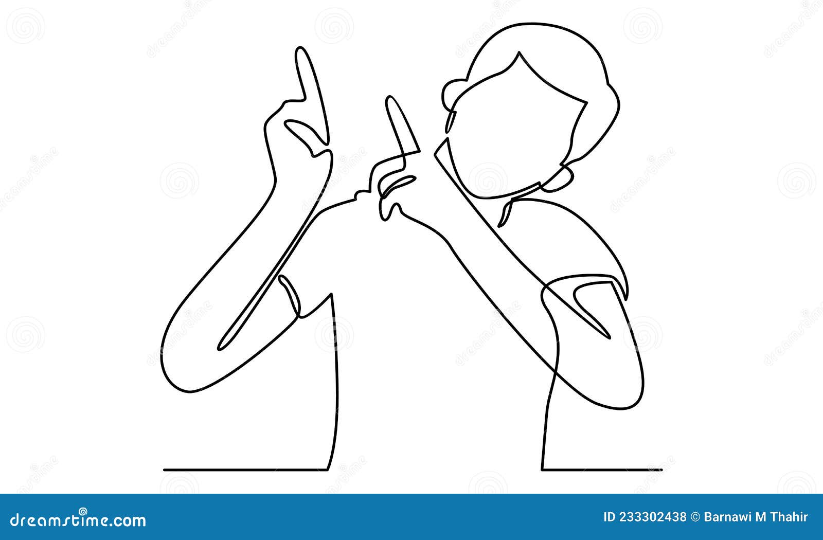 Continue Line of Man Pointing Away Hands Together Showing or Presenting ...