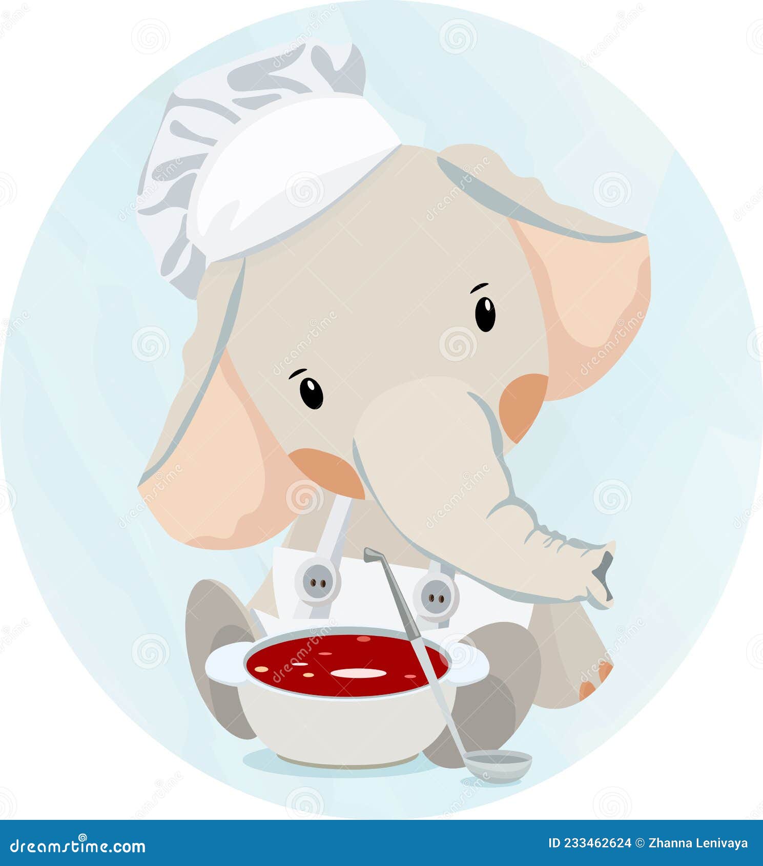 Elephant Cook with a Saucepan on a Light Background Stock Vector ...