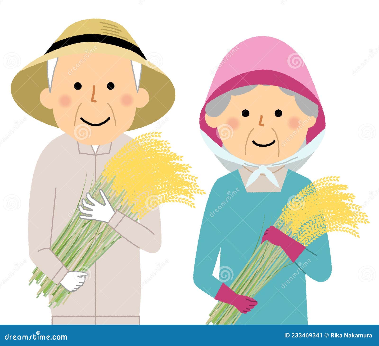 Farmers harvesting rice stock vector. Illustration of crop - 233469341