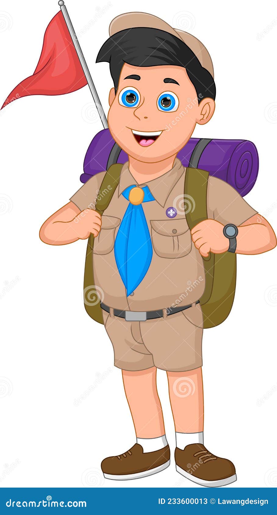 Boy Scout Cartoon Holding Blank Sign Vector Illustration ...
