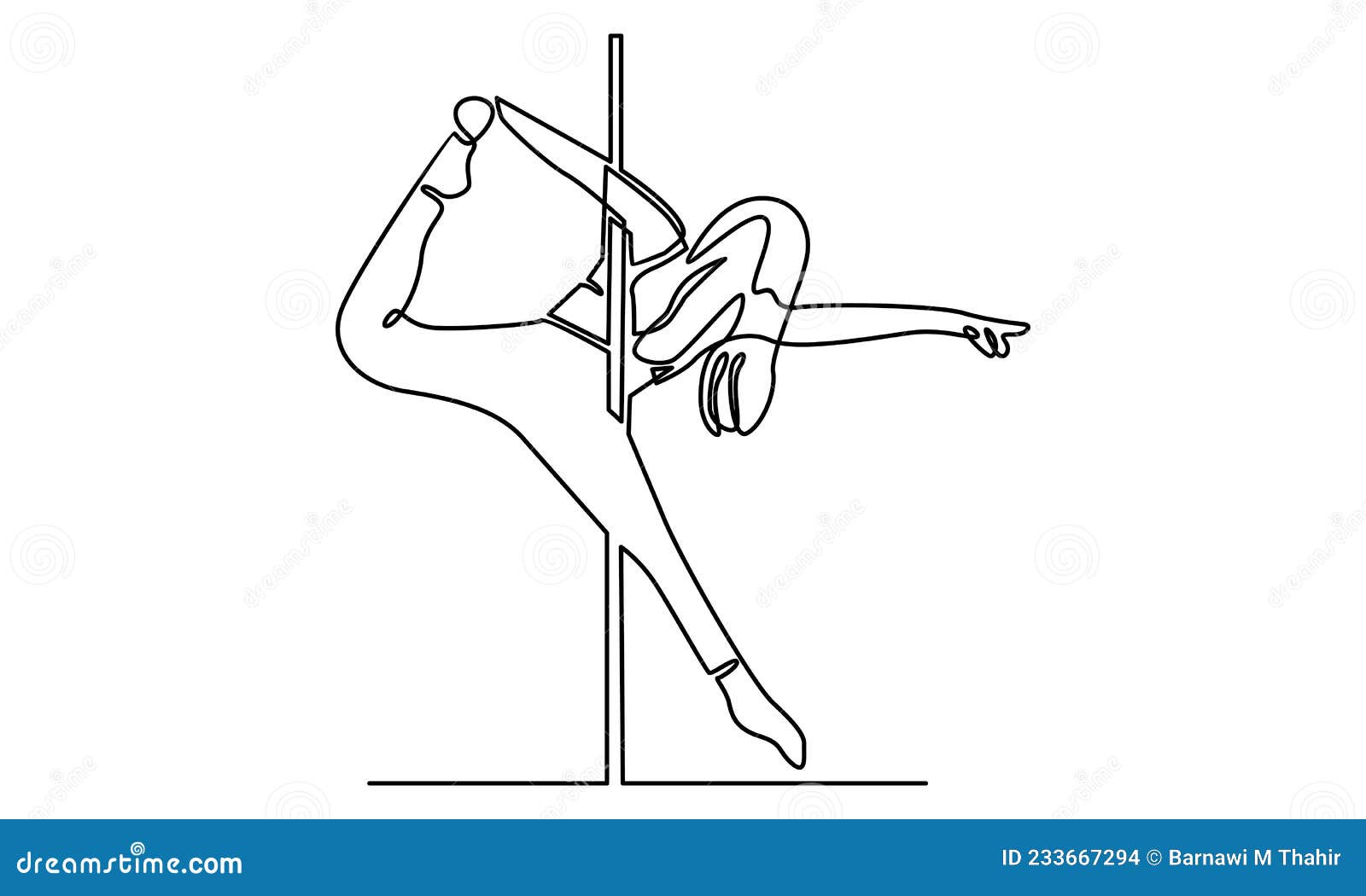 Continue Line of Woman Pole Dancer Dancing Poses on Pole Stock Vector ...