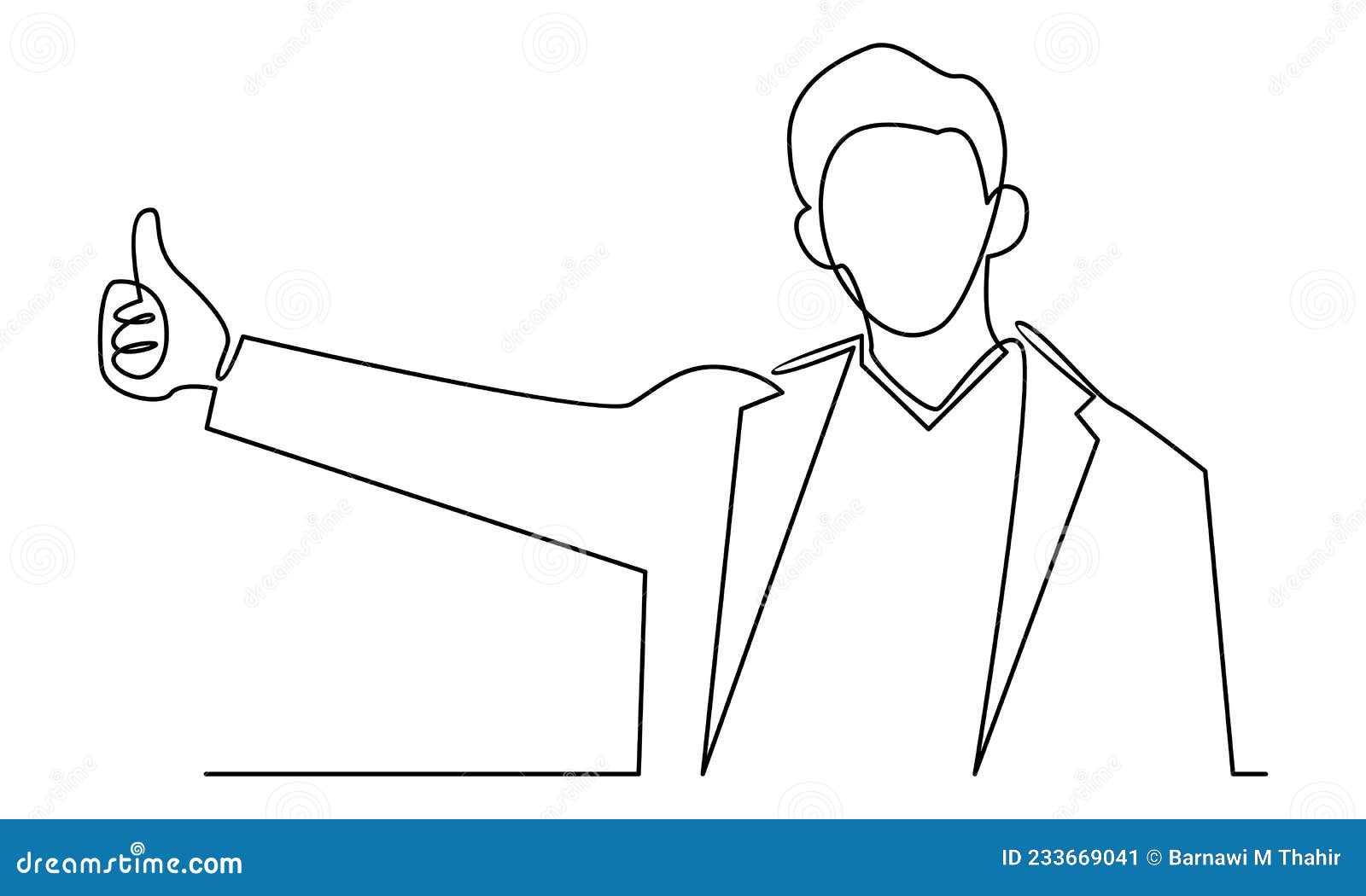 Continue Line of Businessman Making Thumbs Up Sign Good Job Stock ...