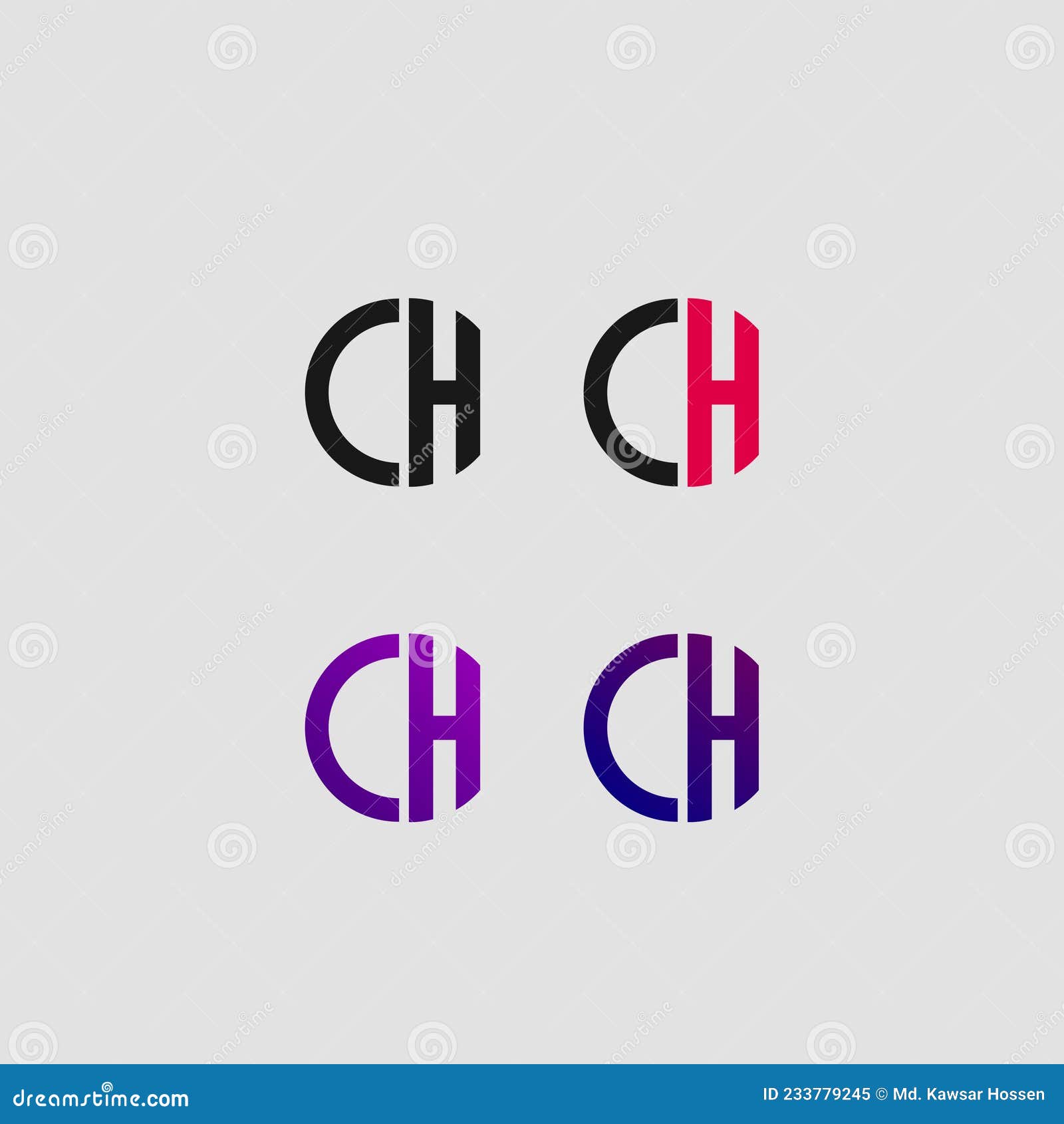 CH Initial Letter Logo Vector Template | Creative Modern Monogram ...