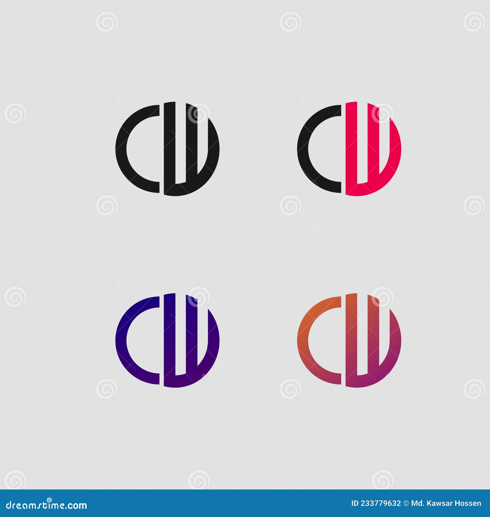 CW Initial Letter Logo Vector Template | Creative Modern Monogram ...