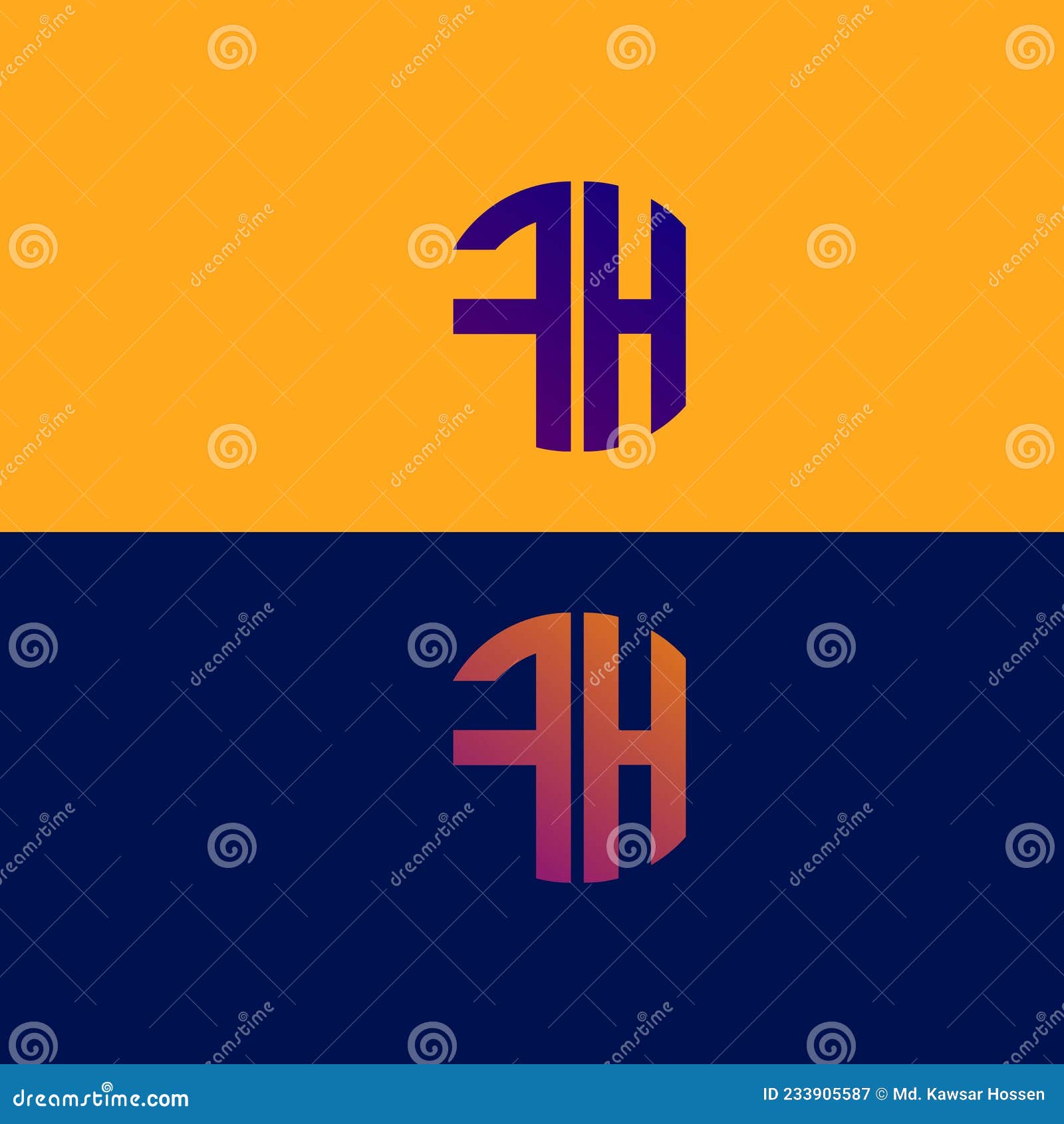 FH Initial Letter Logo Vector Template | Creative Modern Monogram ...