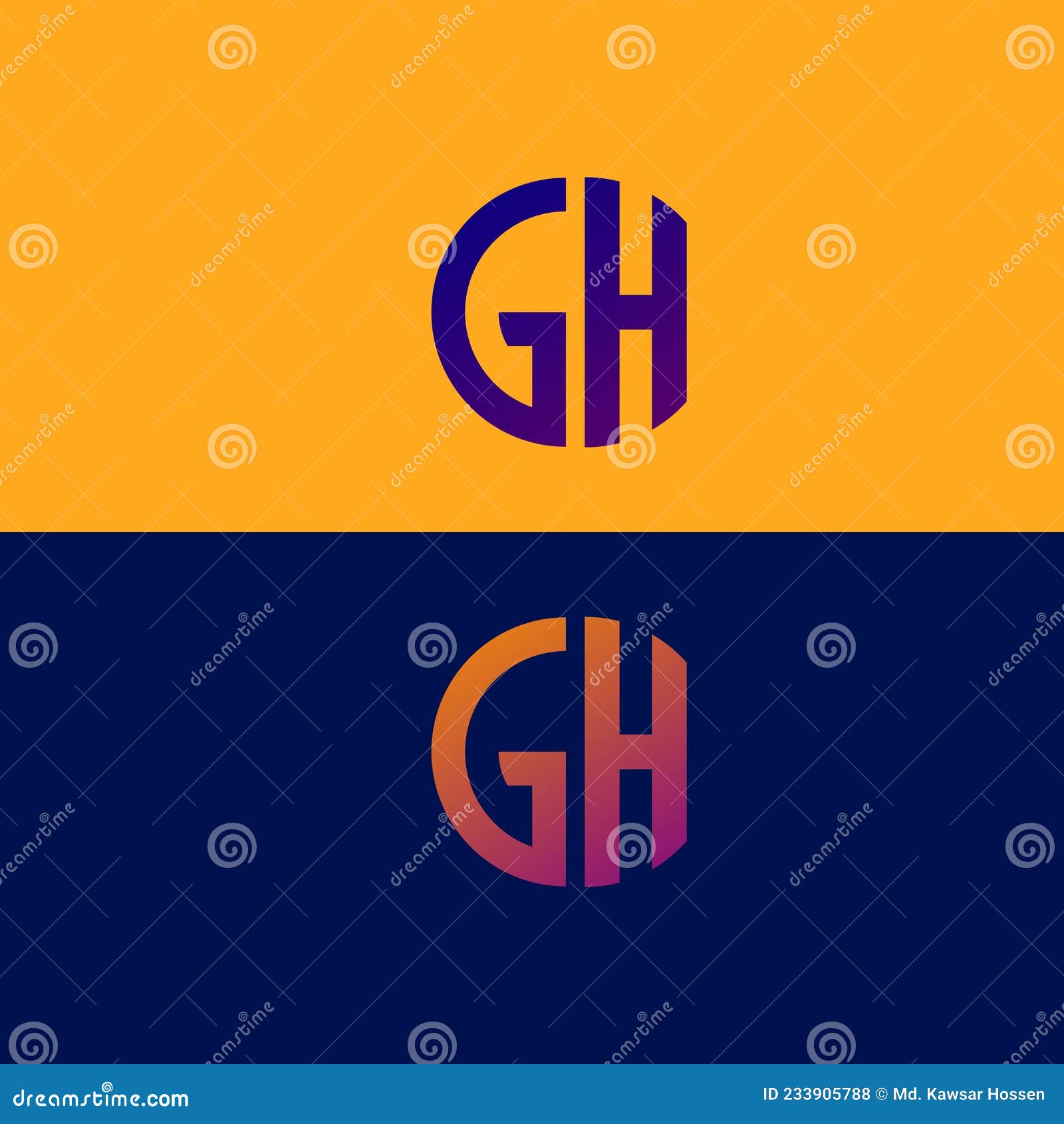 GH Initial Letter Logo Vector Template | Creative Modern Monogram ...