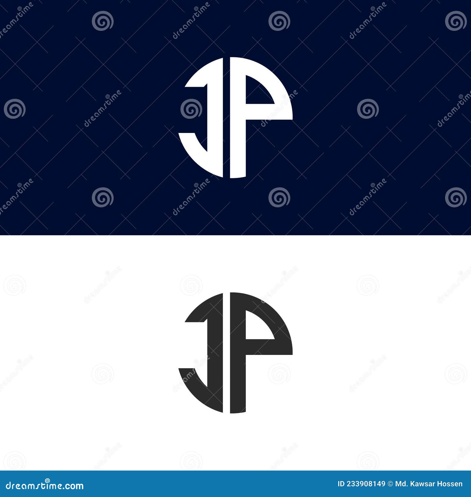 JP Initial Letter Logo Vector Template | Creative Modern Monogram Circle Logo Stock Vector ...