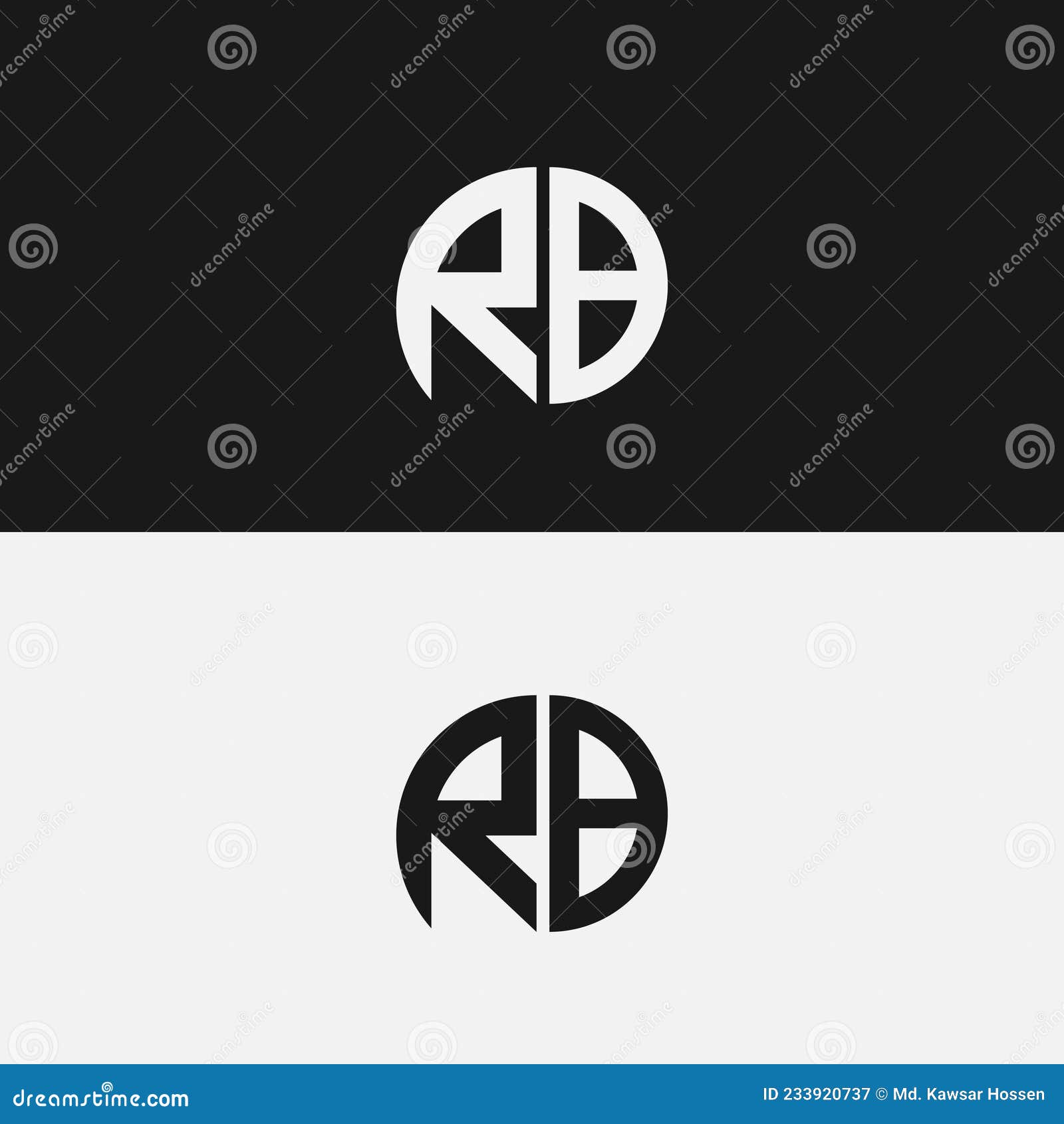 RB Initial Letter Logo Vector Template | Creative Modern Monogram Circle Logo Stock Vector ...