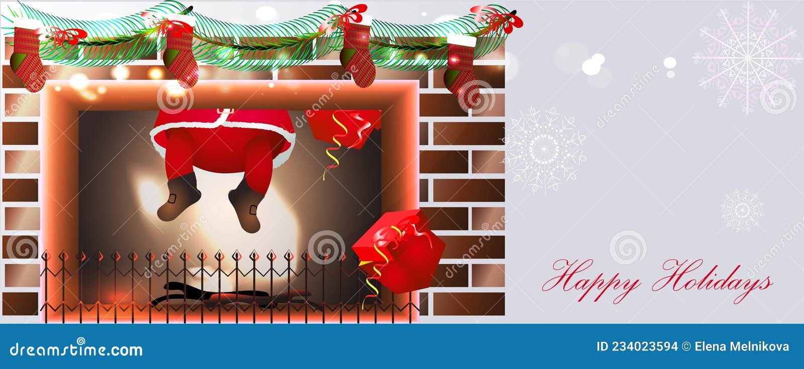 Christmas Dripping Illustration, Santa Descends into the Fireplace ...