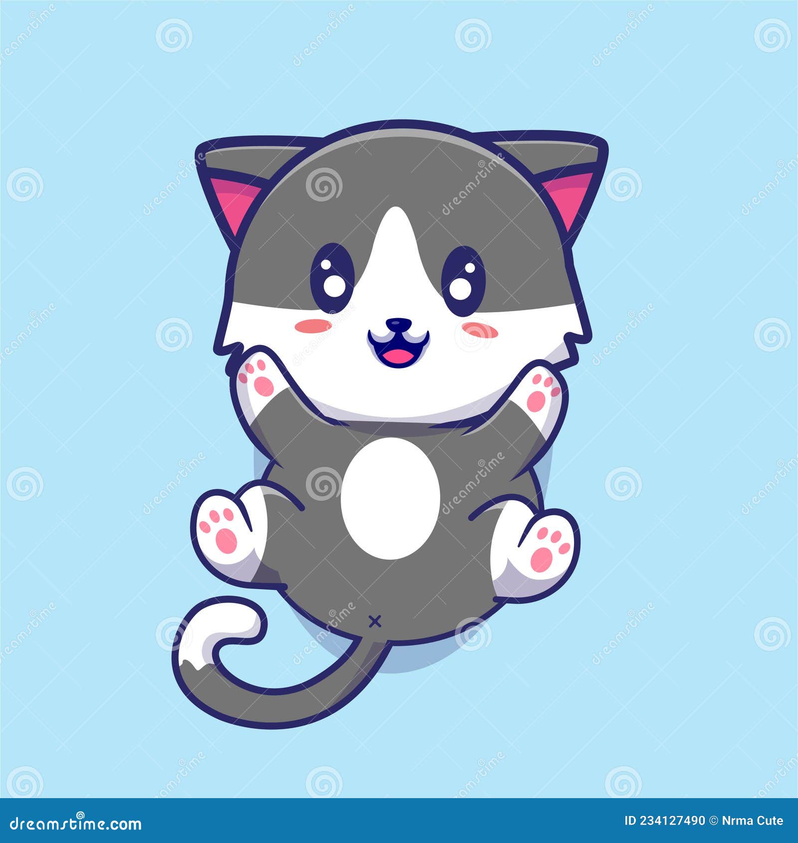 Cute happy baby cat stock vector. Illustration of kitty - 234127490